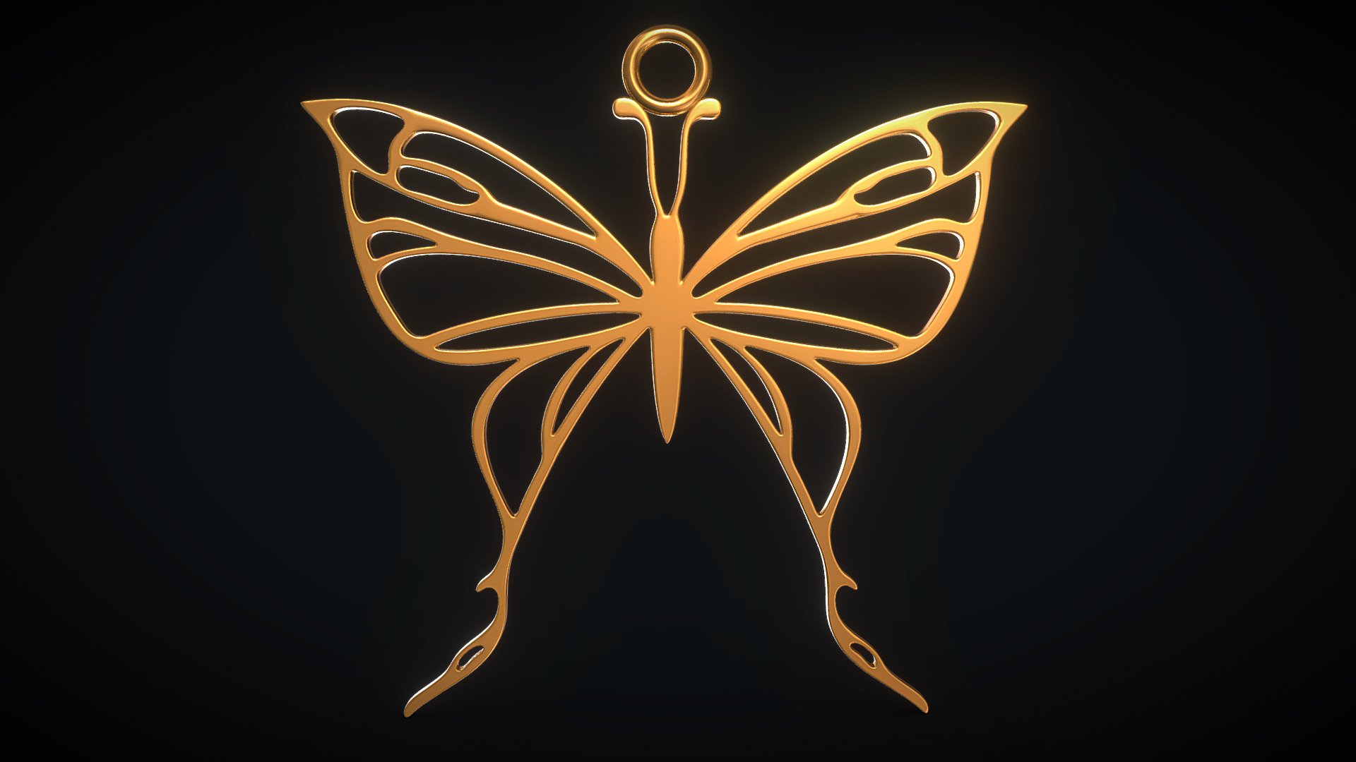 Butterfly Stylized Pendant Amulet Design - Buy Royalty Free 3D model by ...