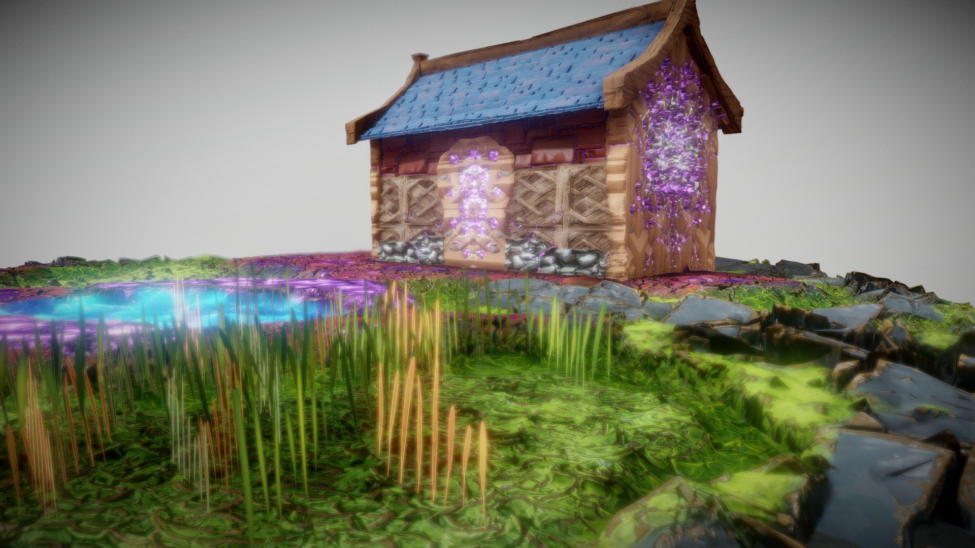 Stylized Magic House with Crystal Pond - Download Free 3D model by ...