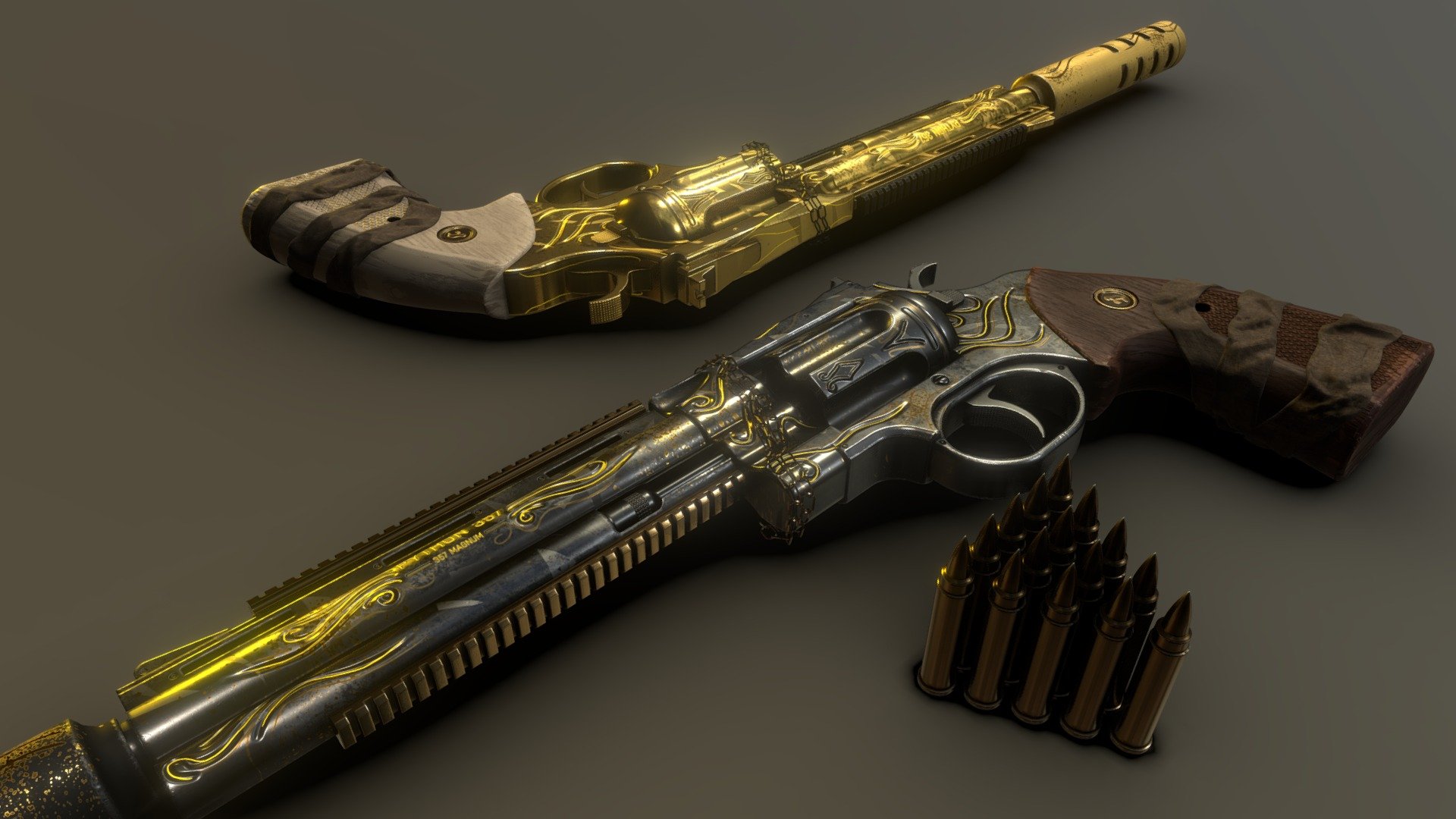 Dual Revolvers (Flashy Gold) - Buy Royalty Free 3D model by Bl4ckGh0st ...