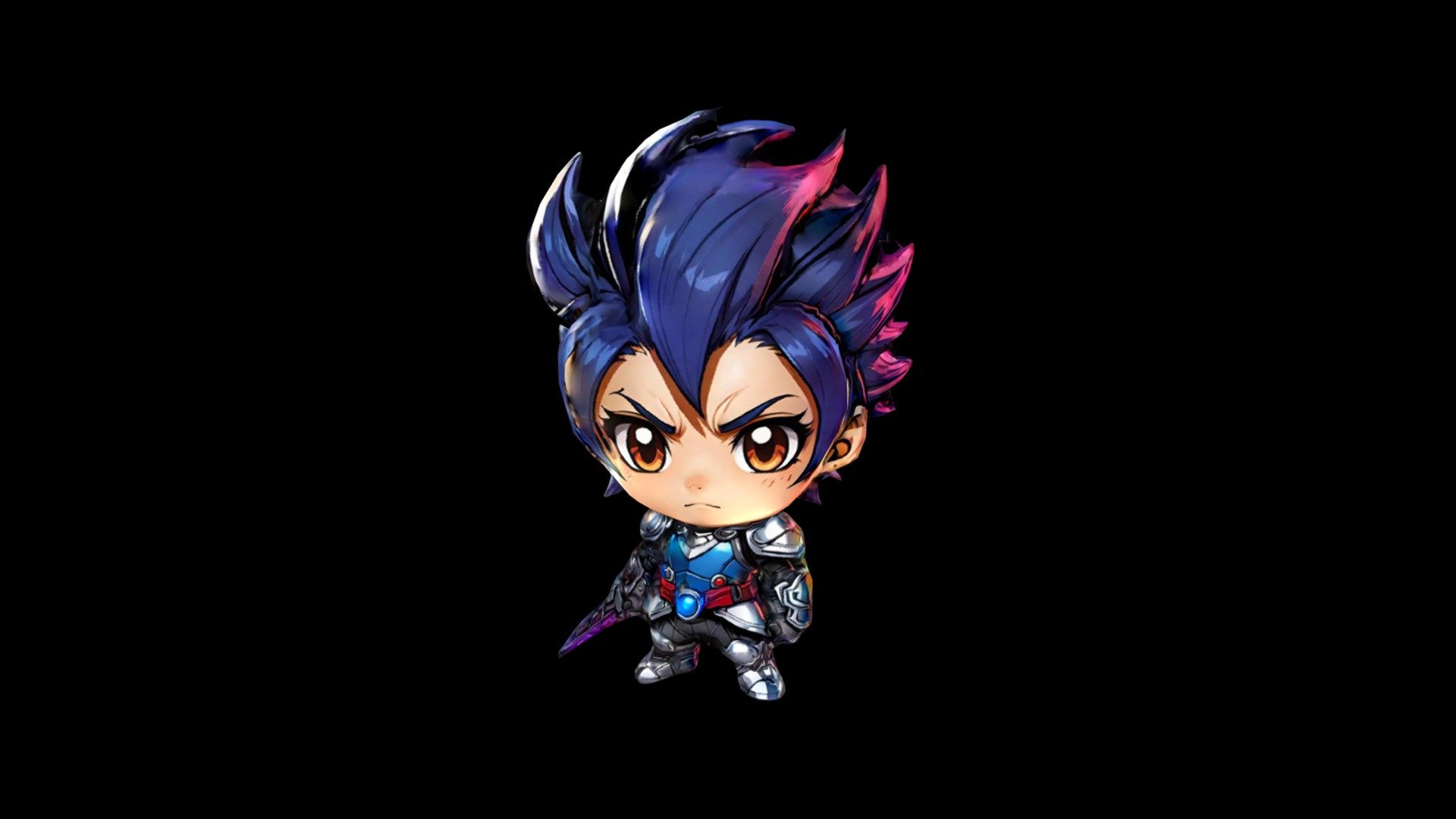 A chibi illustration of a blue-haired character - Download Free 3D ...