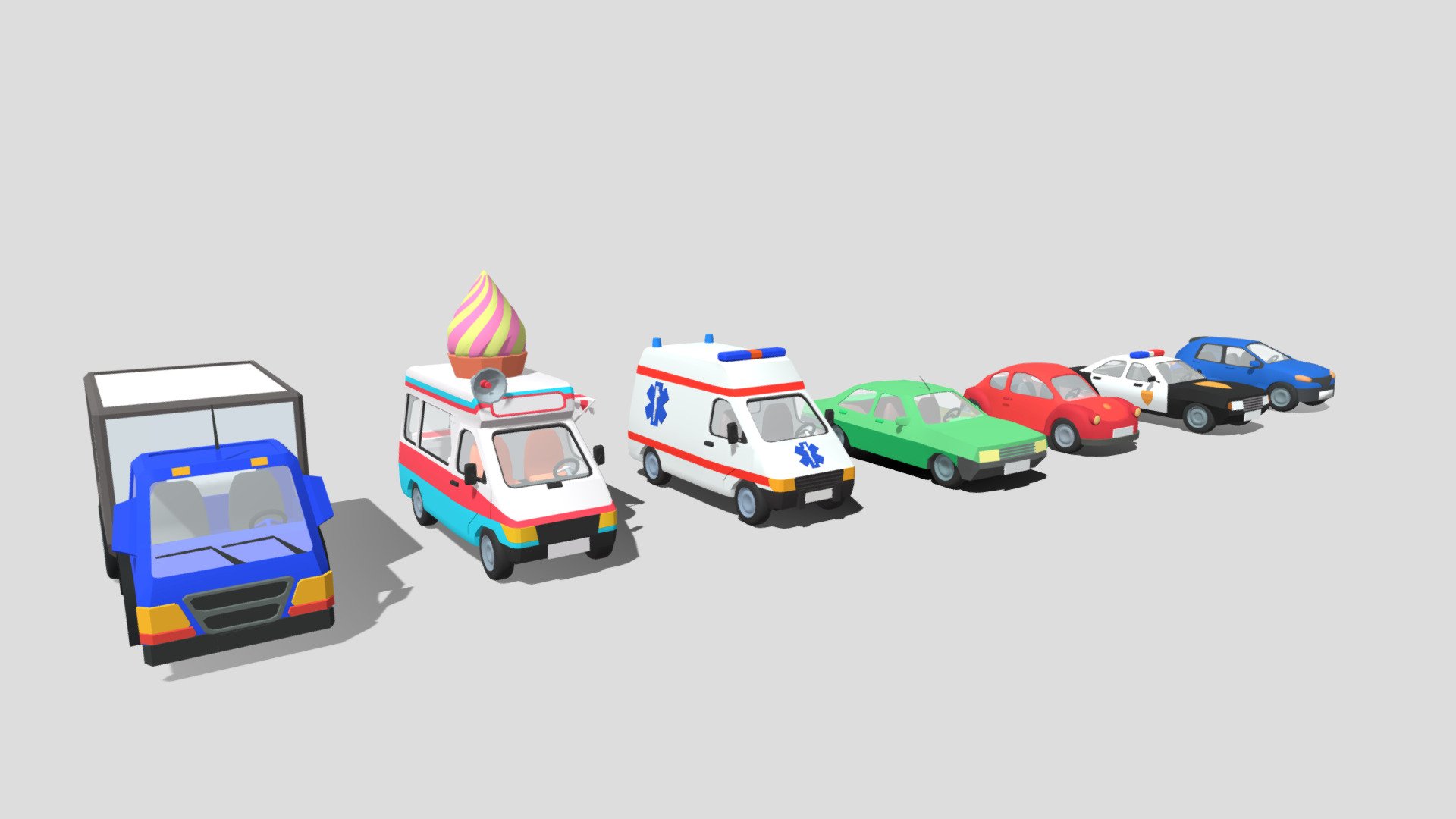 Low poly cars pack - Download Free 3D model by assetfactory [6206099 ...