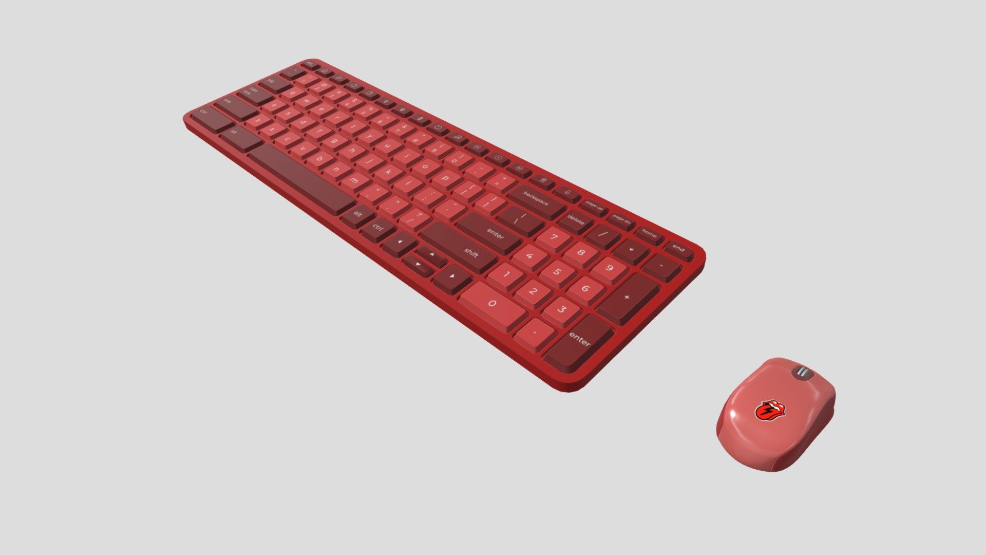 Keyboard And Mouse Red - 3D model by AV equipment AR/VR ready models ...