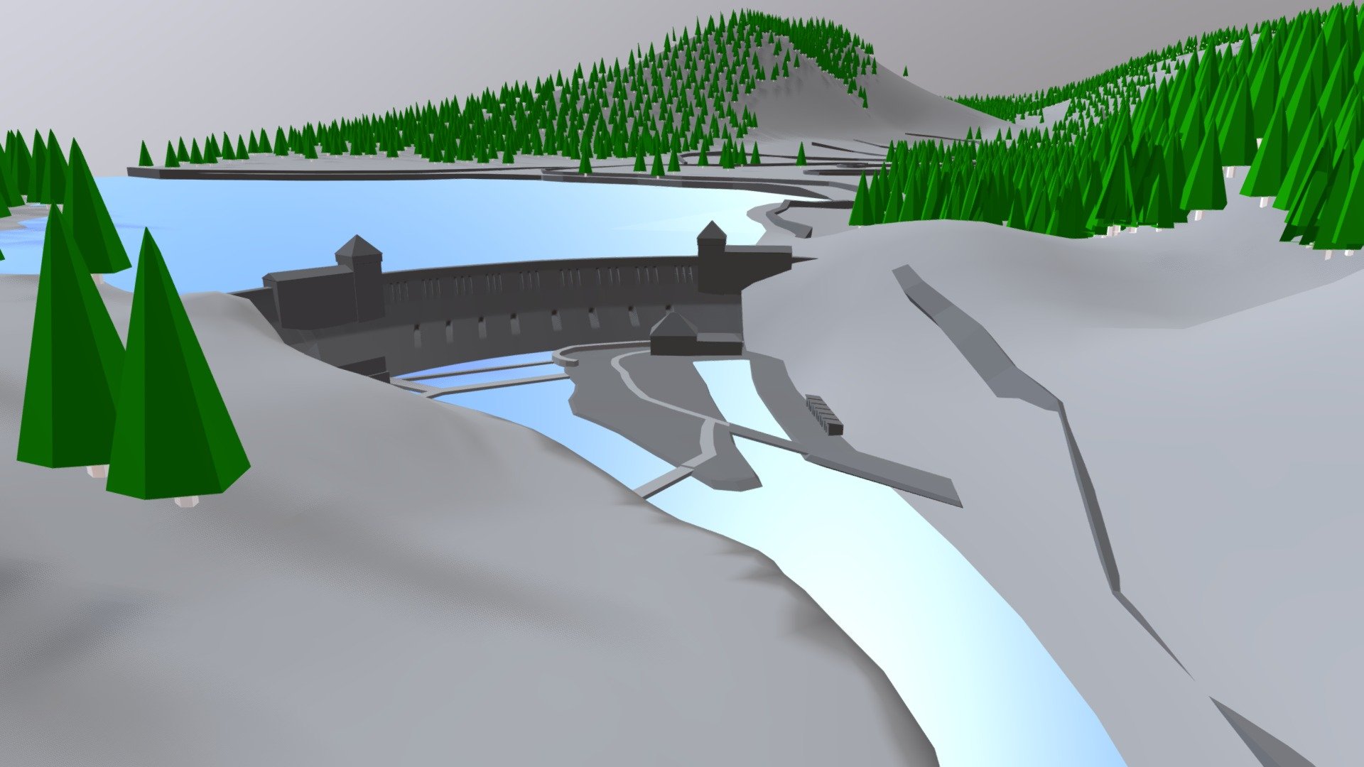 Dam without buildings - 3D model by Flosu [620bce7] - Sketchfab