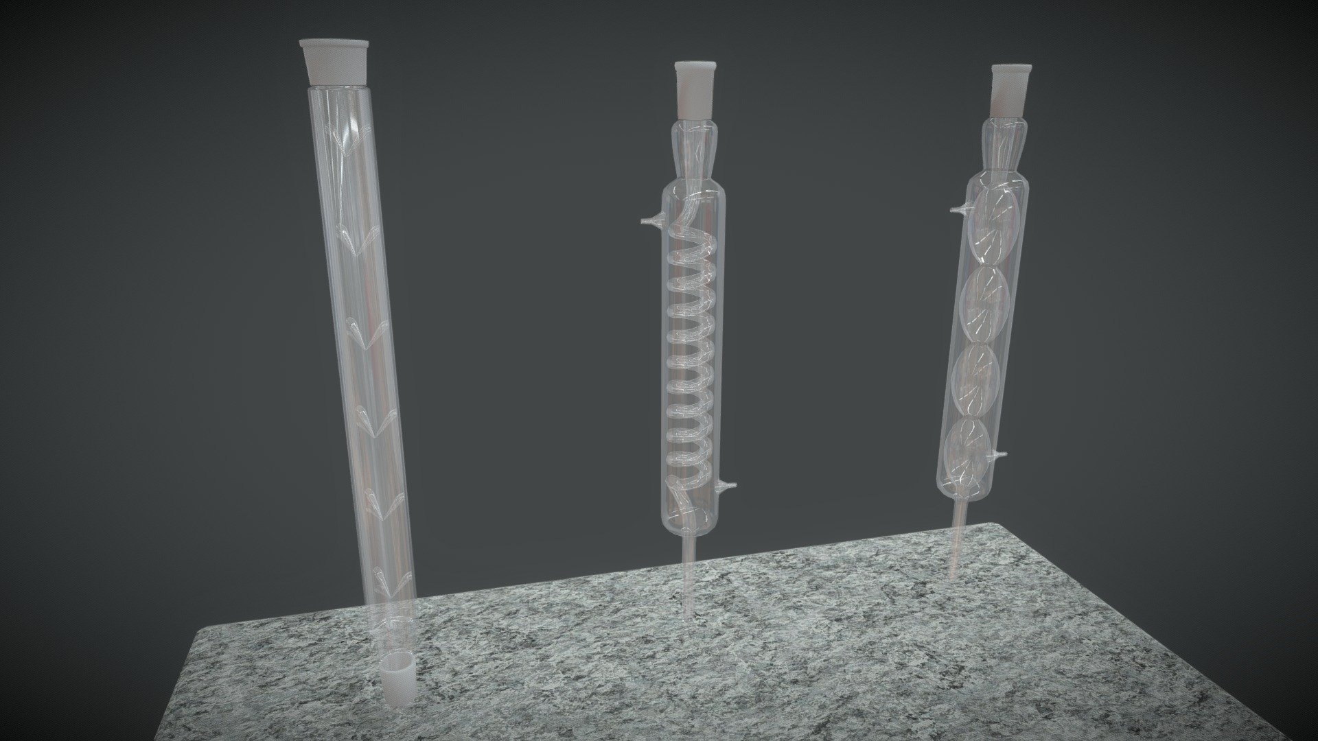 Vigreux Columm, Allhin & Graham Condensers - Download Free 3D model by ...