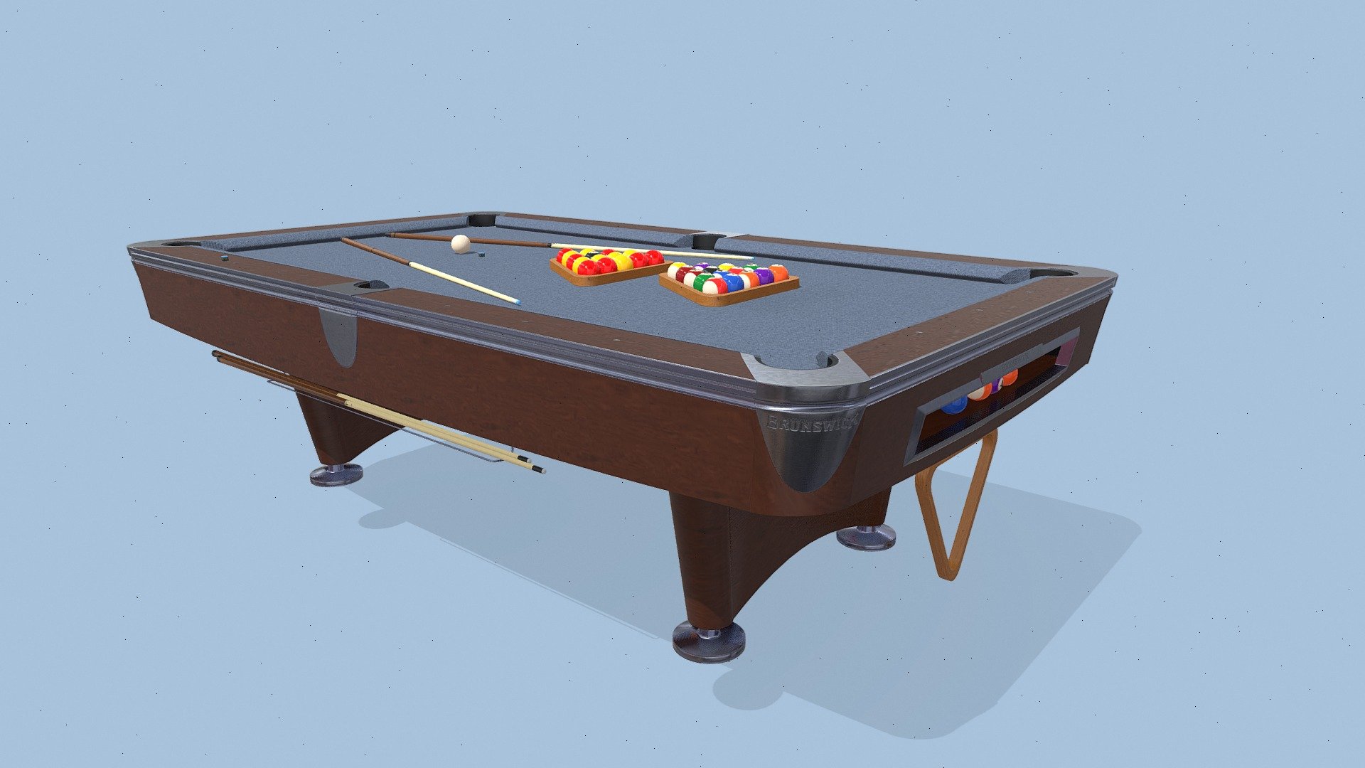 Brunswick Billiard Tabl ,balls,sticks and chalk - Buy Royalty Free 3D ...