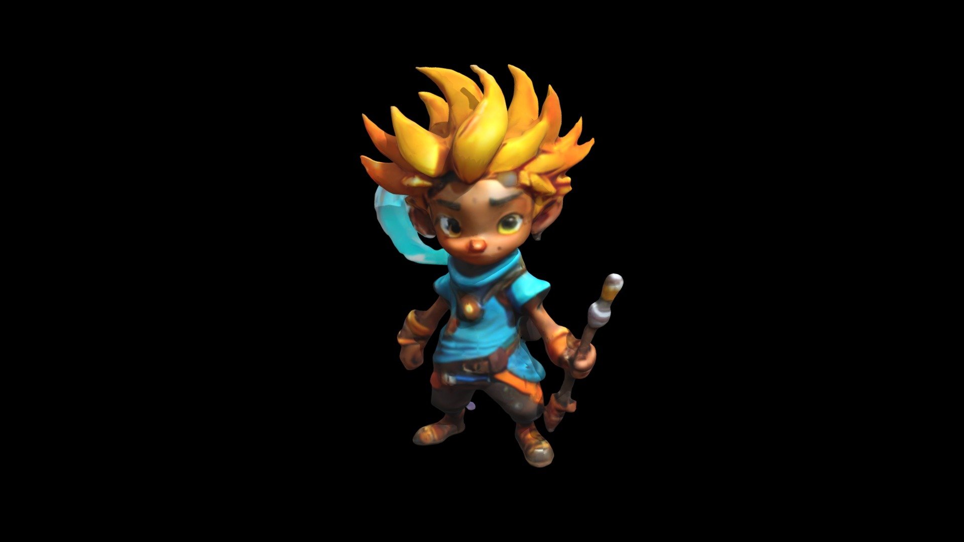 An illustrated character named Ray holds a sword - Download Free 3D ...