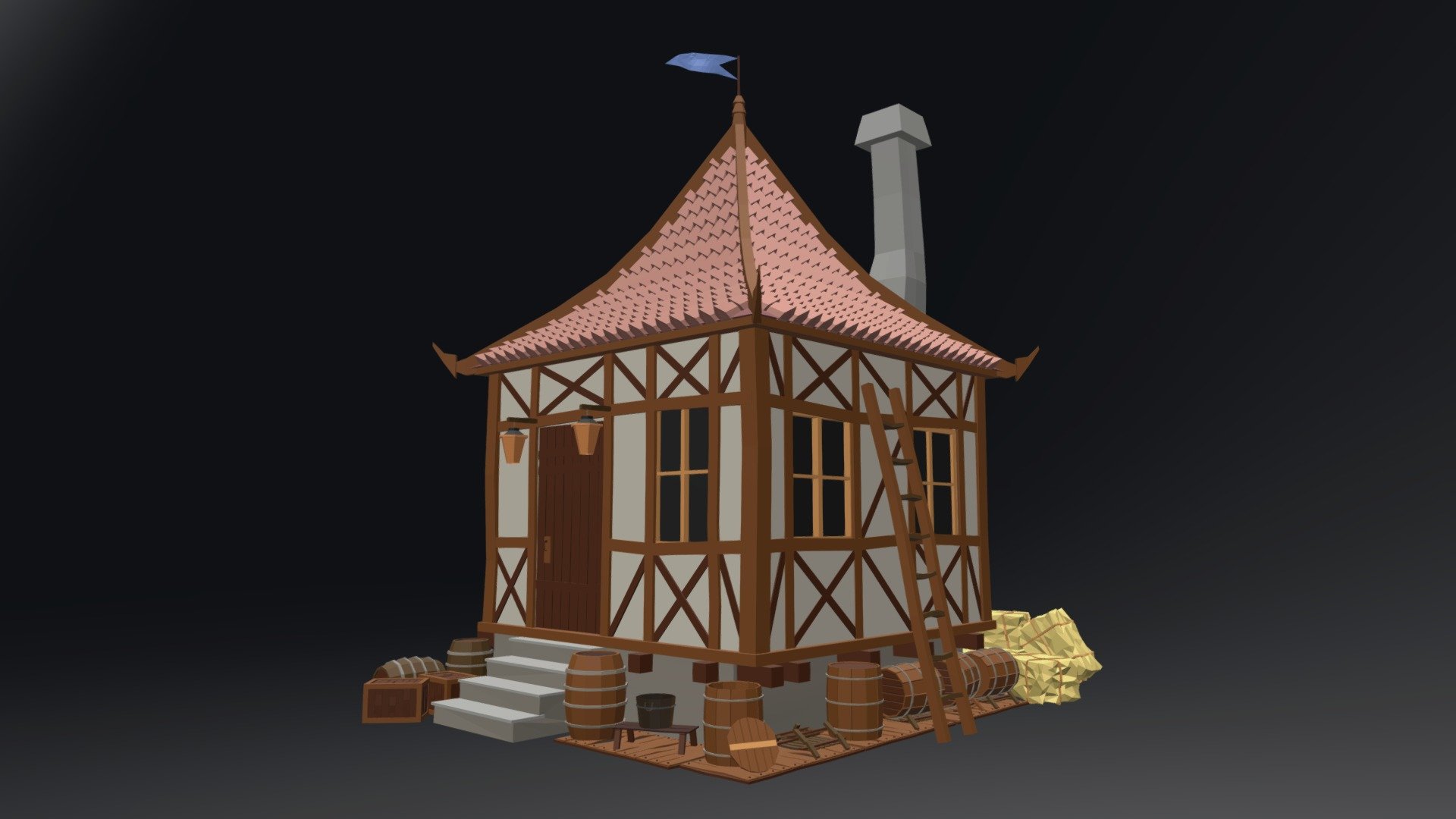 Low Poly Medieval Village House - 3D model by nsrossy [623c6a6] - Sketchfab