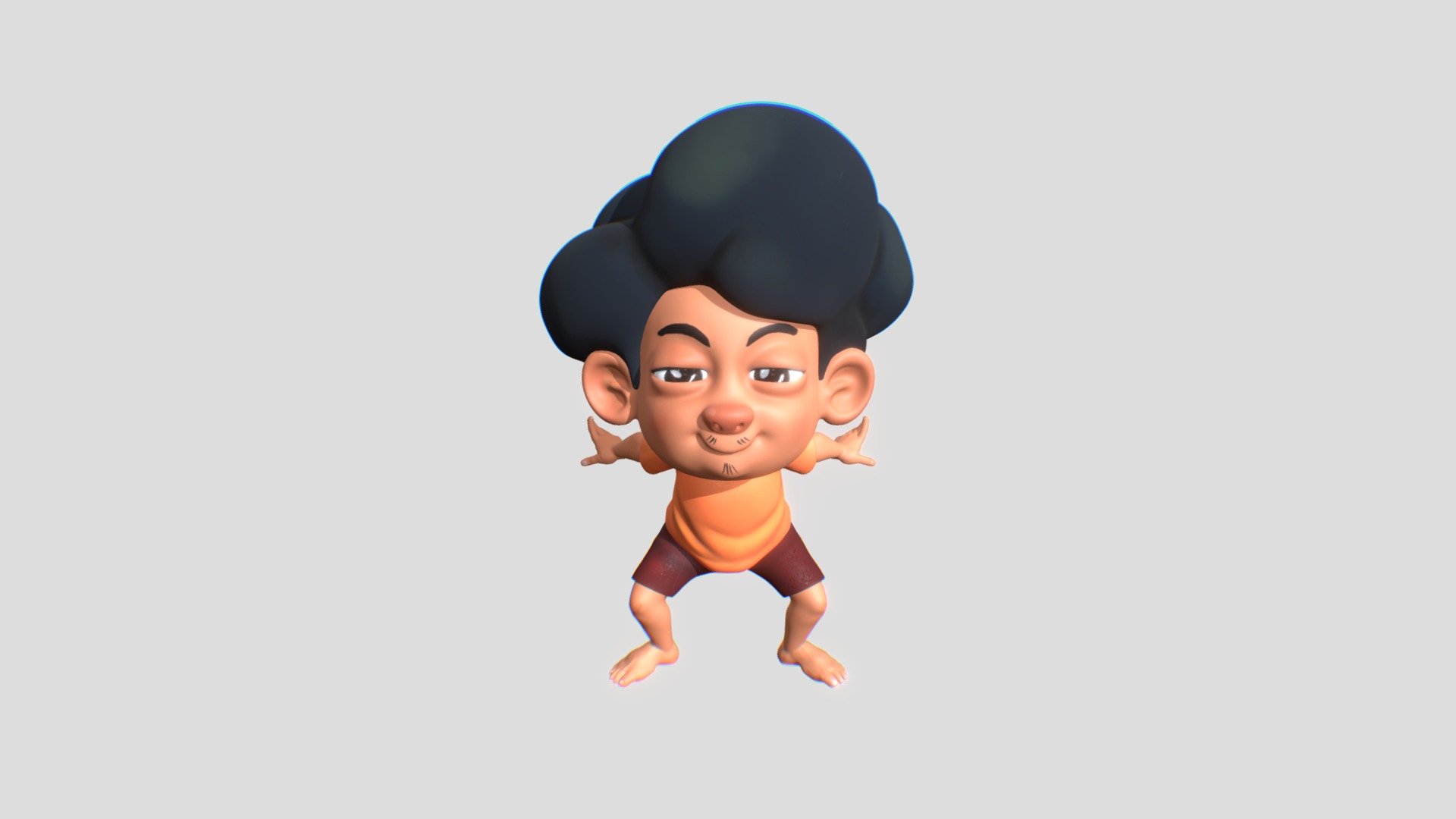 Cartoony asian afro - Download Free 3D model by Zairehamzah (@cuaktribe ...
