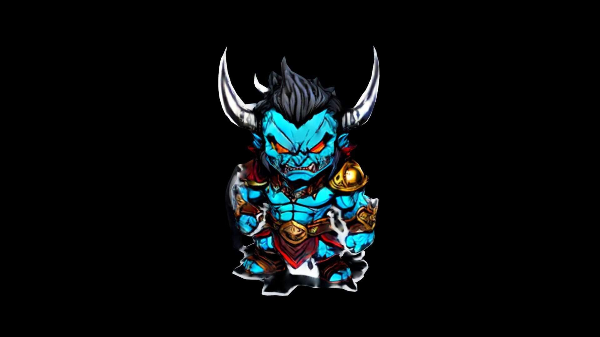 An angry blue troll with large horns, red eyes, - Download Free 3D ...