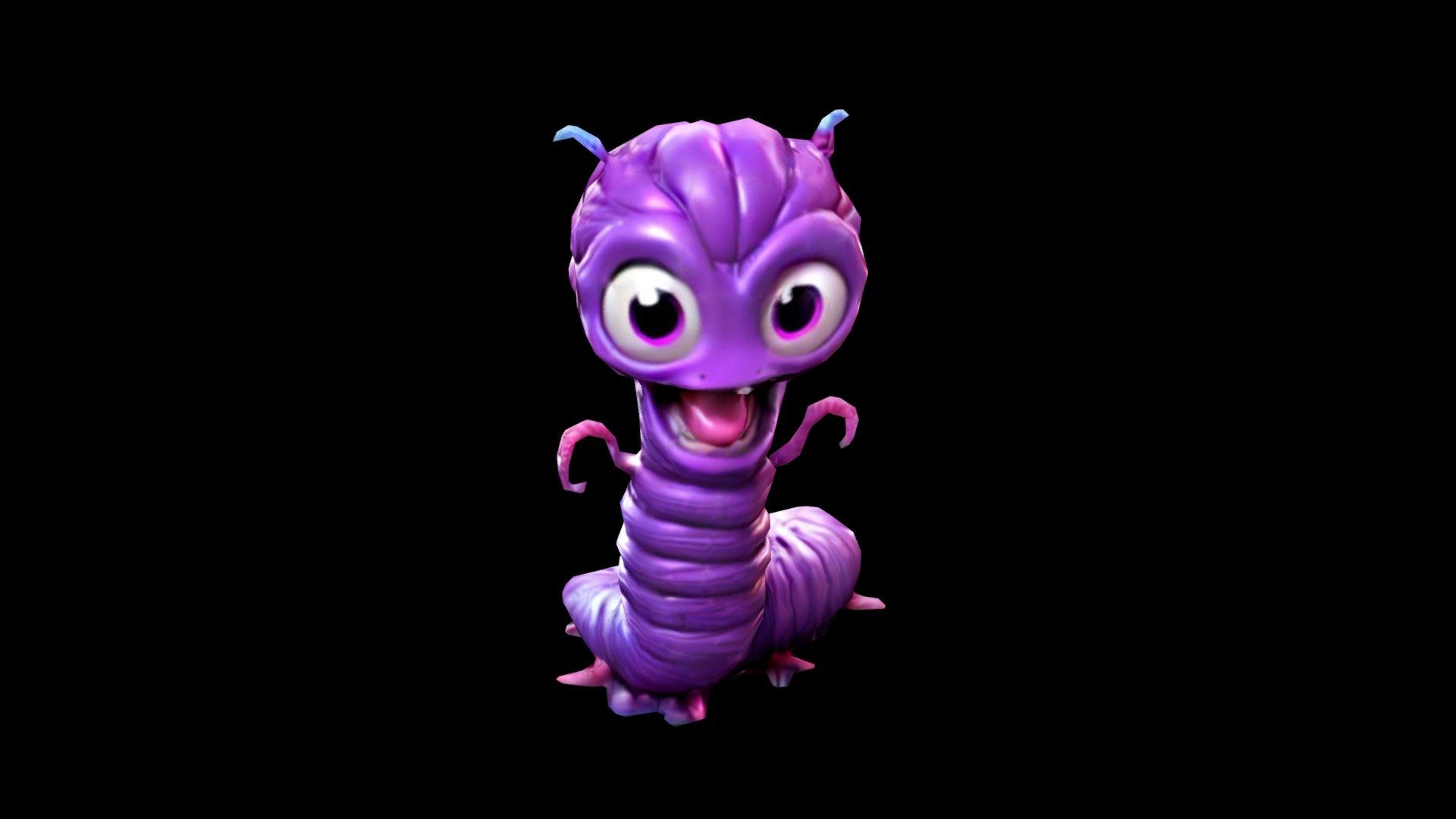 An illustration of a charming purple slug-like c - Download Free 3D ...