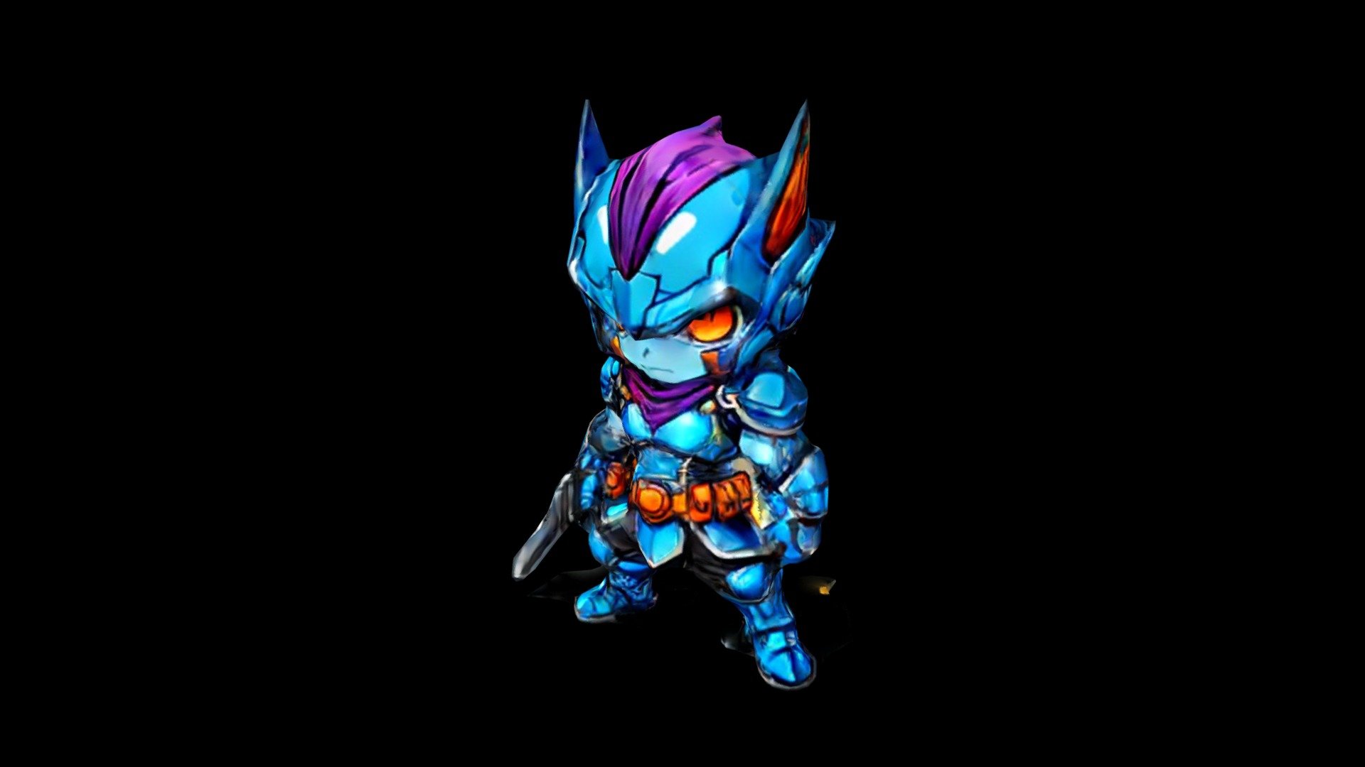 An armored blue warrior with a purple helmet and - Download Free 3D ...