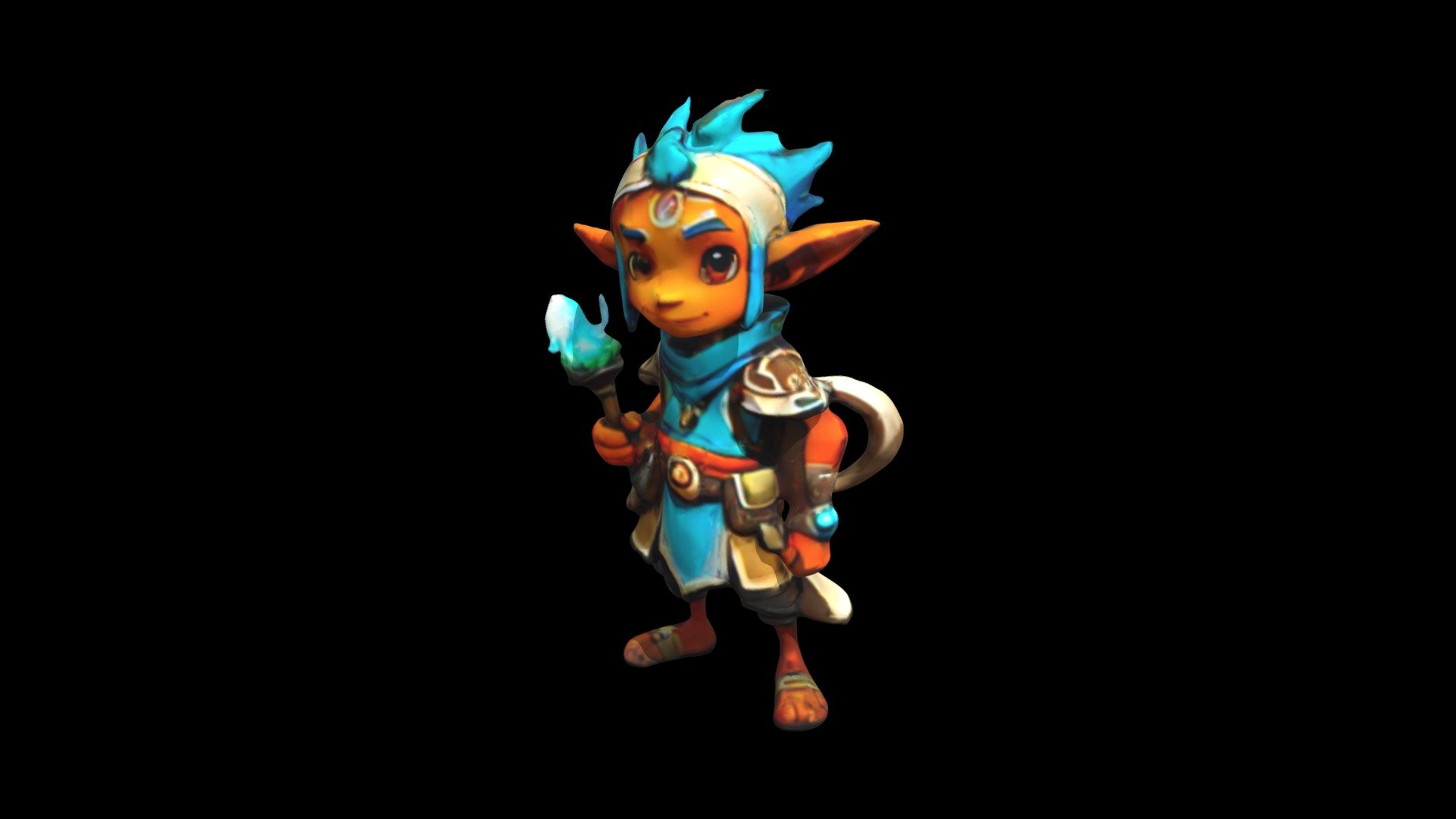 a cartoon character with a torch in his hand - Download Free 3D model ...