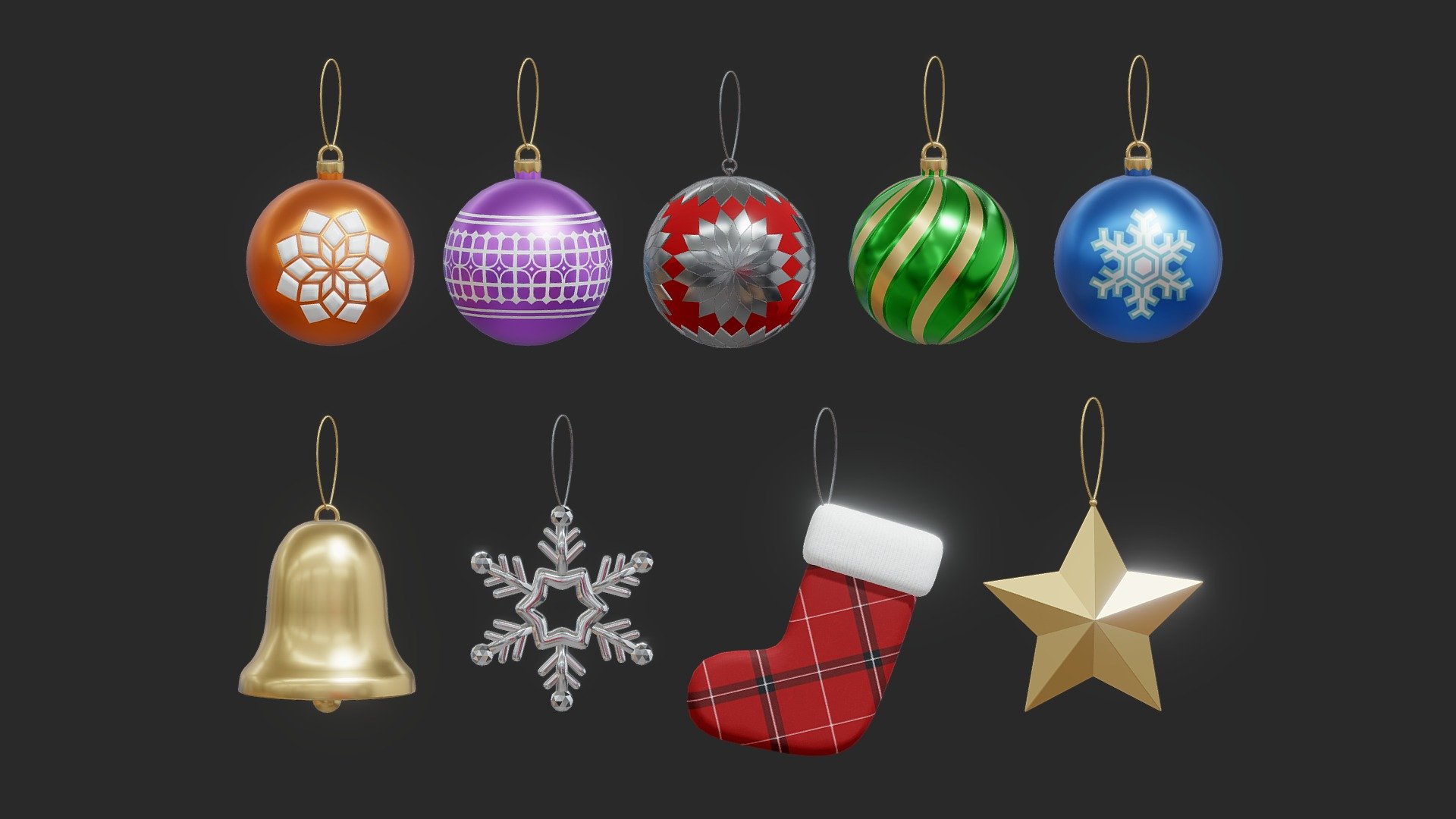 Christmas Ornaments - Buy Royalty Free 3D model by Minimoku [6285fd3 ...