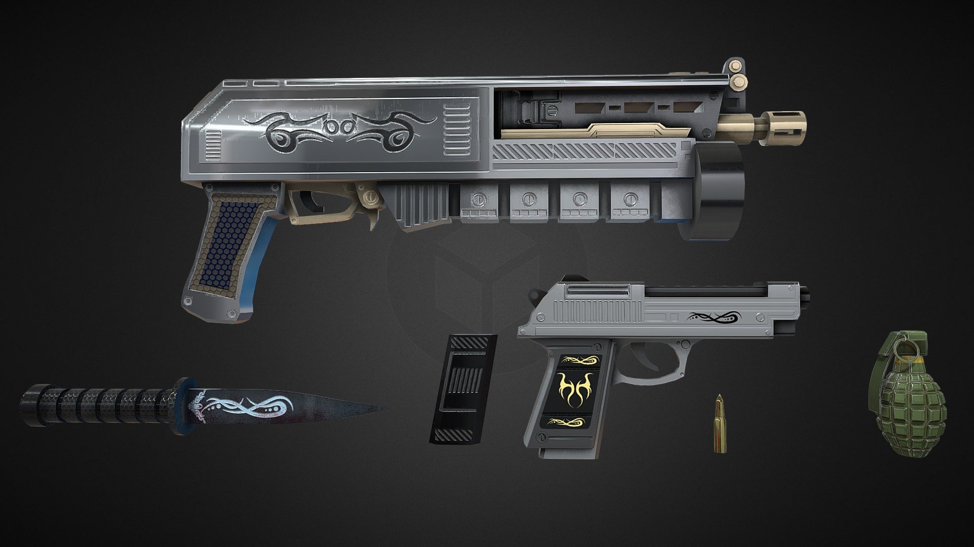 Ultimate Weapons Pack 01 - Game Ready - Download Free 3D model by No One (@no_one__) [628d180 ...