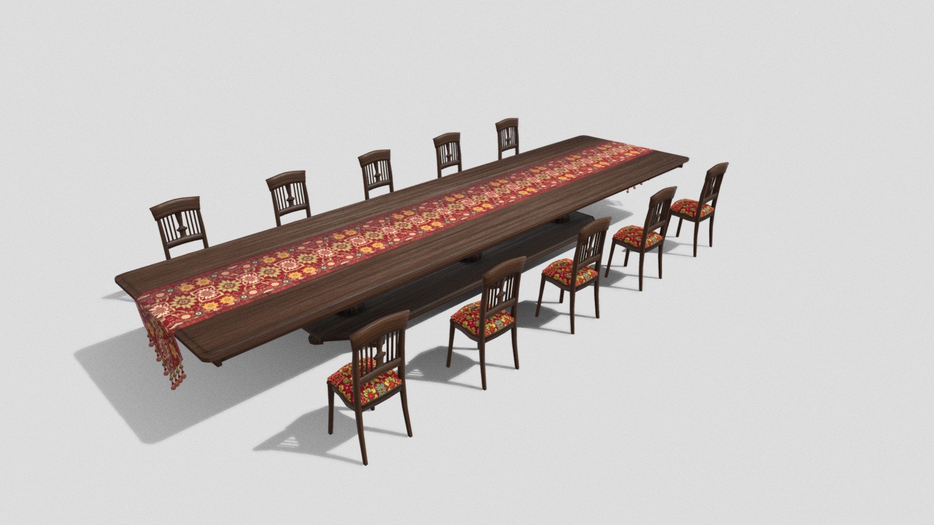 Lowpoly victorian dinning table with chairs - Download Free 3D model by n-malmberg [62a6805 ...