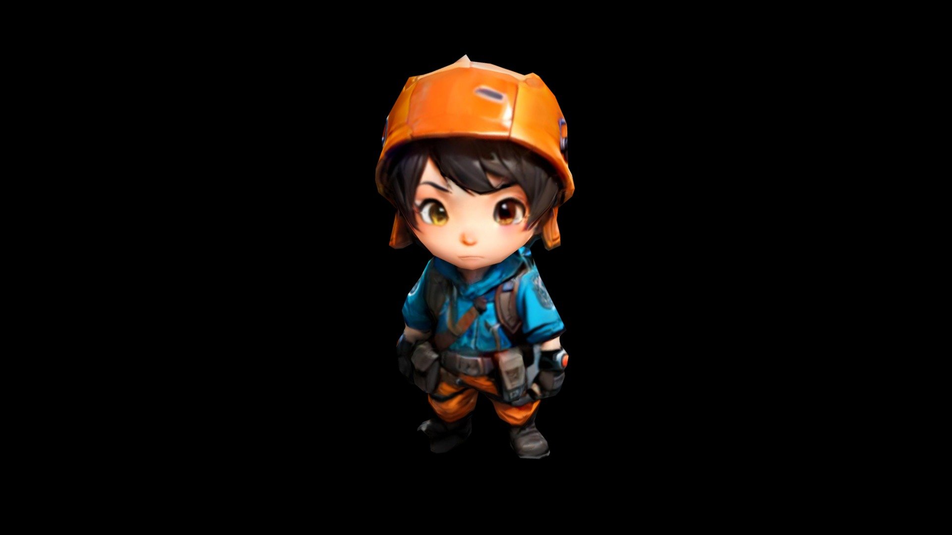 Anime-style illustration of a young miner standi - Download Free 3D ...