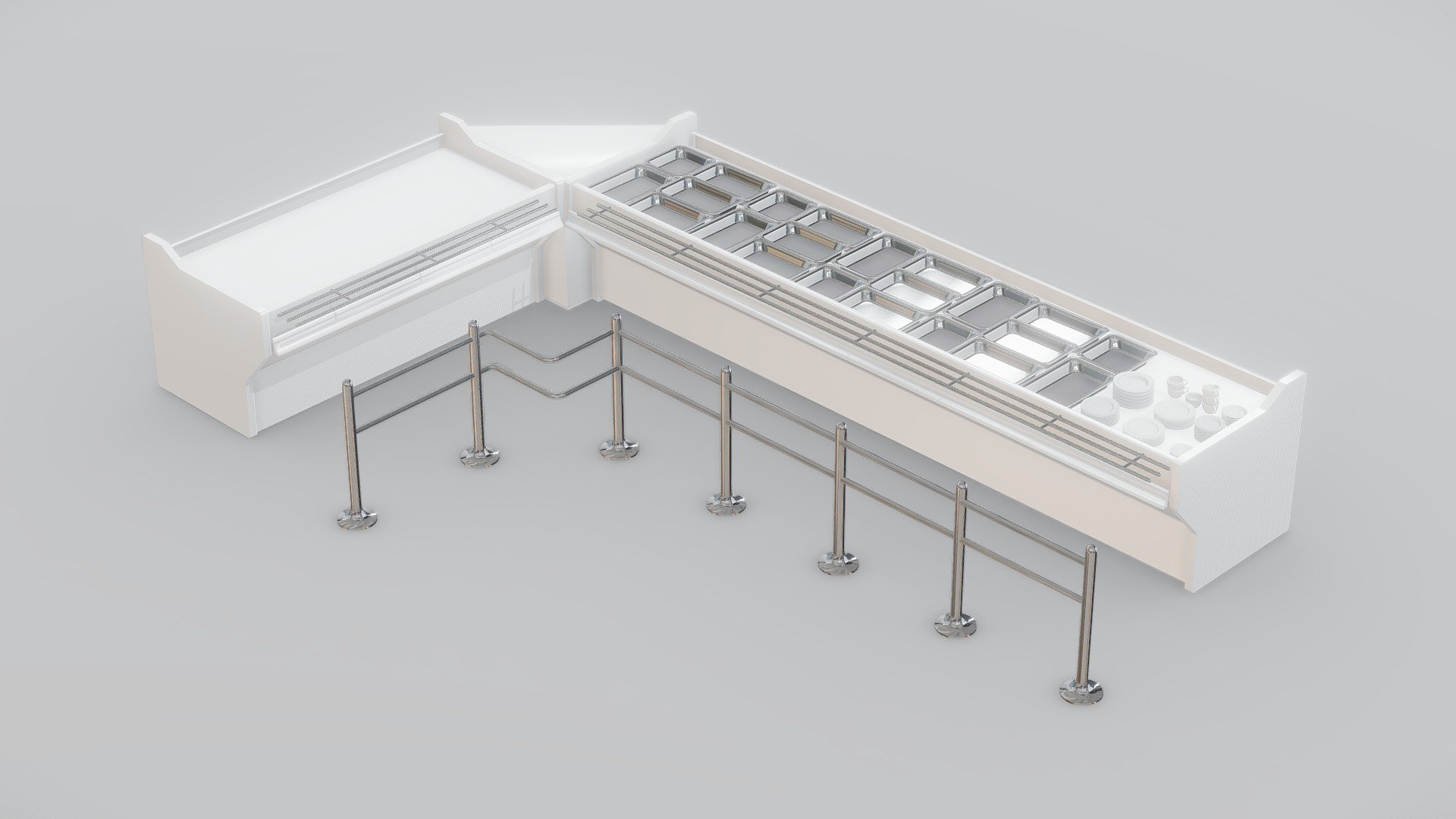Ограничительные поручни с широким проходом - Download Free 3D model by ...
