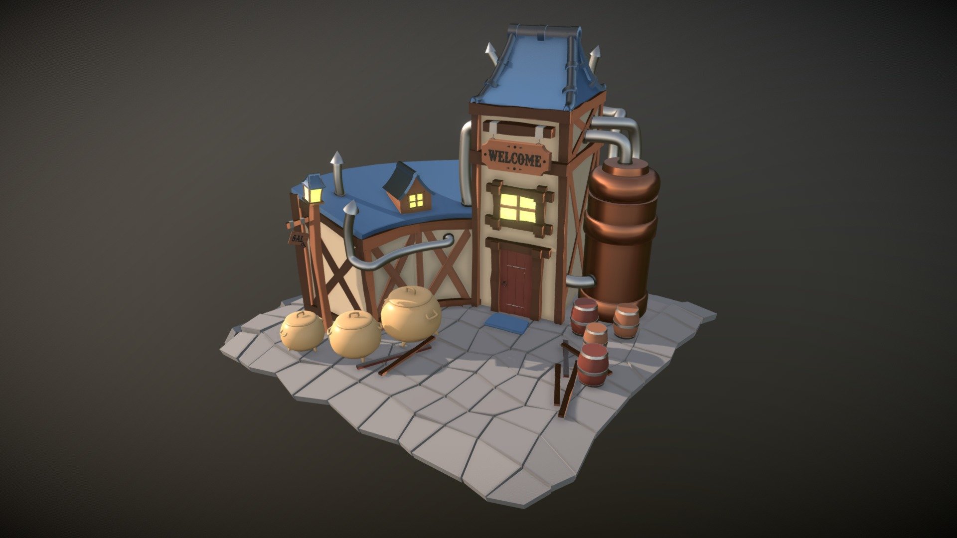 Steampunk House - 3D model by Sensetrigger [62d2818] - Sketchfab