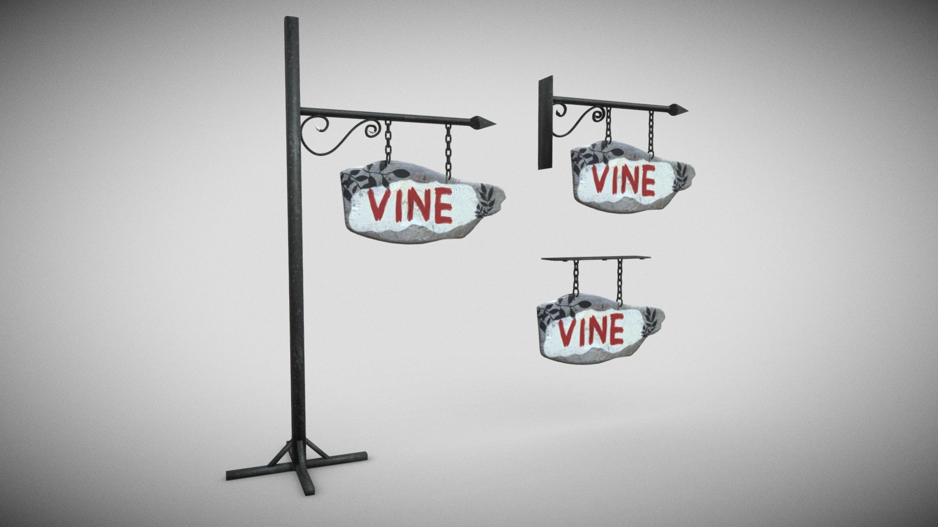 3D model old wooden vine sign 02 - 3D model by nvere [62d8aa5] - Sketchfab