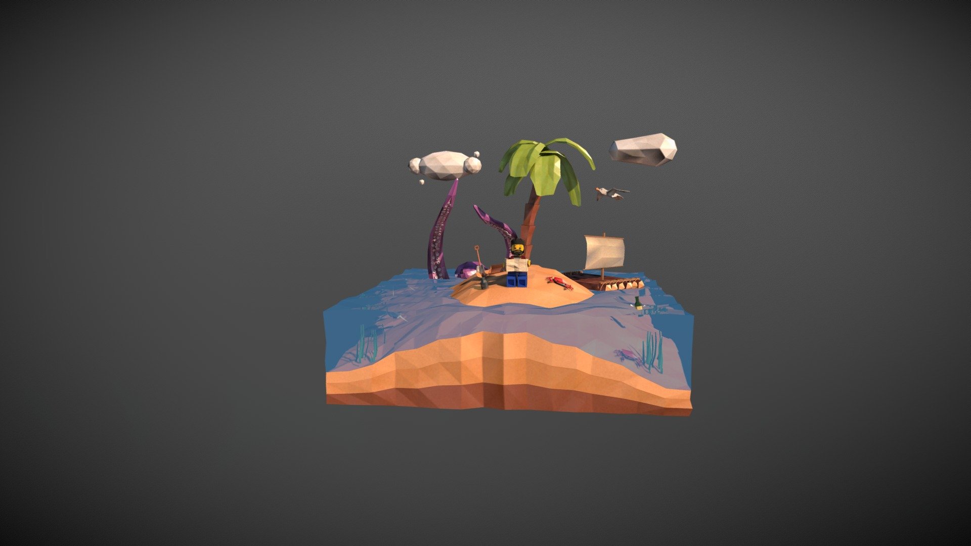 Low-poly Island - 3D model by palvarezrio [62dfeb1] - Sketchfab