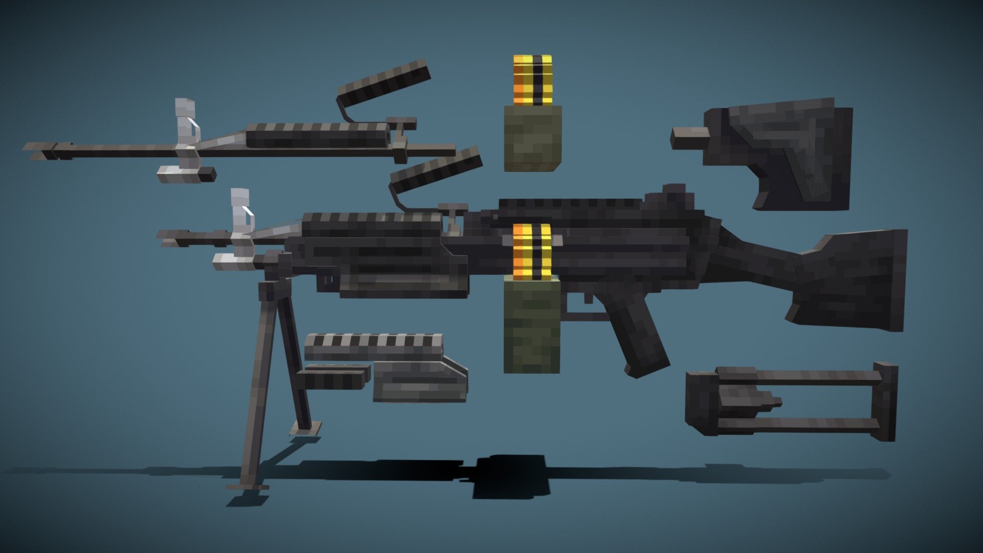 M249 low poly - 3D model by MMecha [62f9cae] - Sketchfab