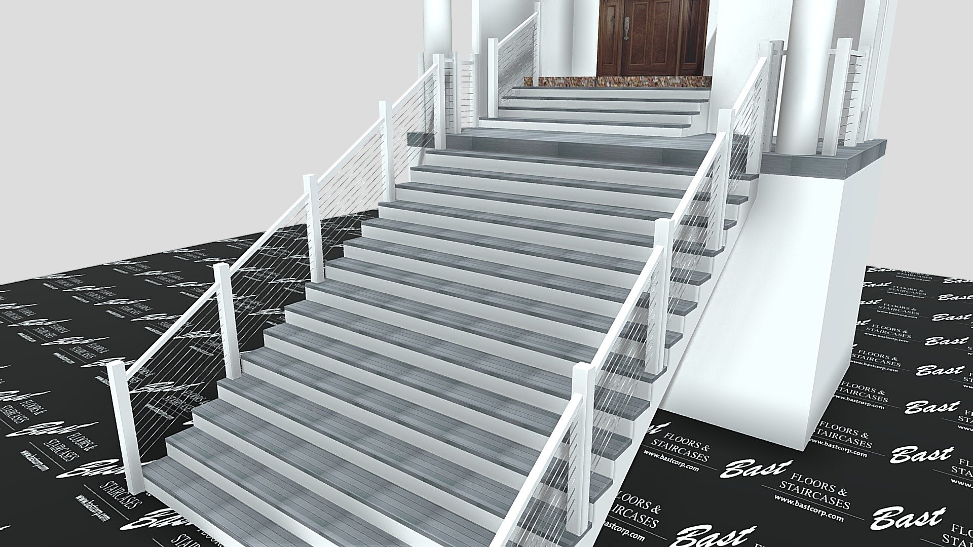 outdoor cable system railings - 3D model by Bast floors and staircases ...