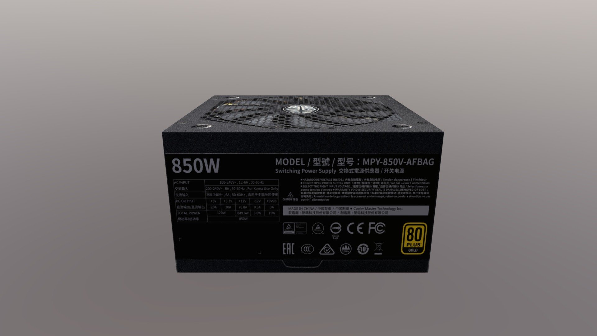 Cooler Master V850 V2 850W - 3D model by hyltech [6318be1] - Sketchfab