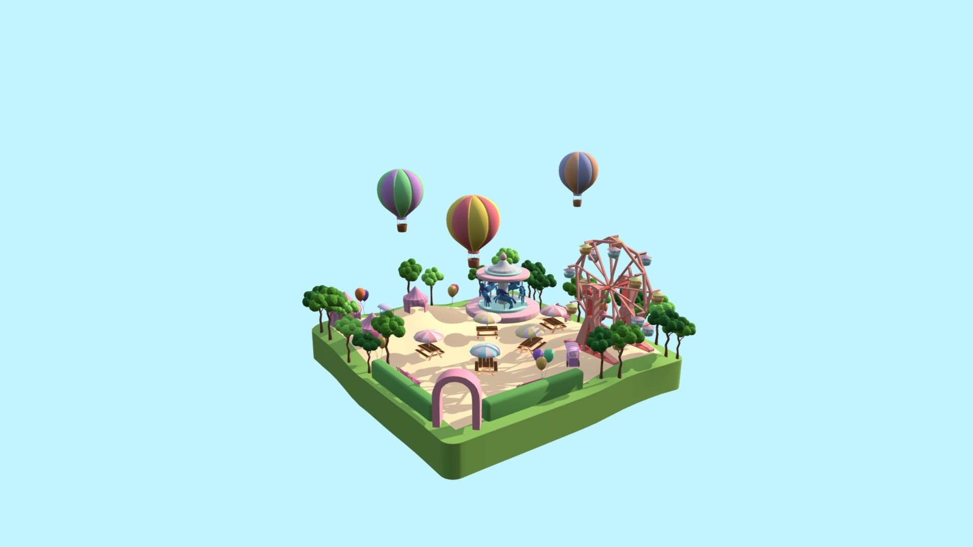 Low poly funfair - 3D model by popiii [631d033] - Sketchfab