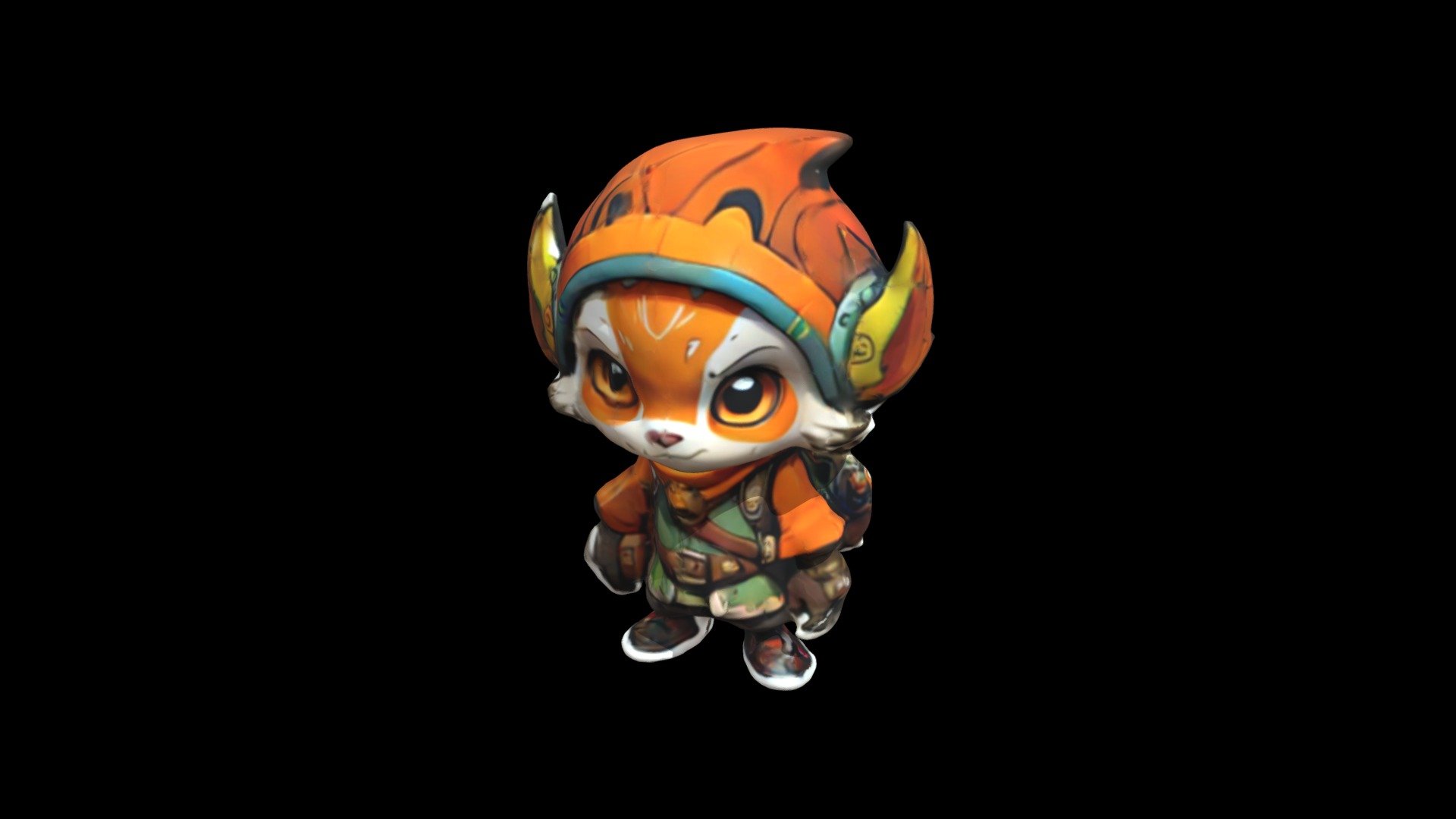 a cartoon drawing of a fox with a backpack - Download Free 3D model by ...