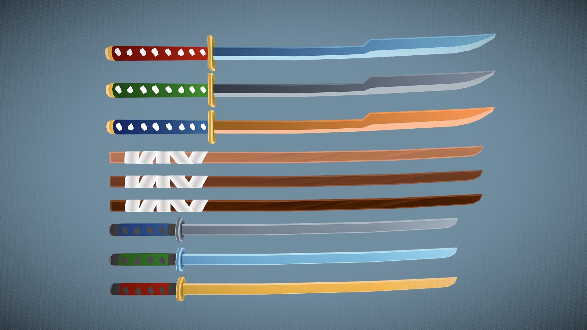 Stylised Extended Katana Set - Download Free 3D model by Anton Nemo ...