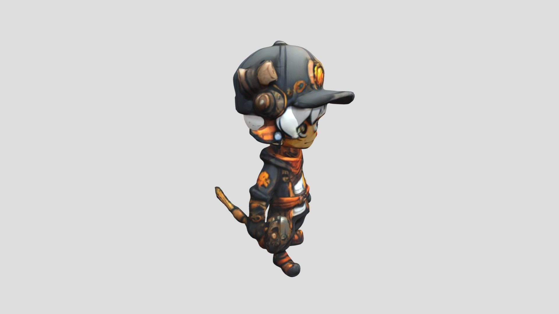 An anime-style illustrated character with gray h - Download Free 3D ...