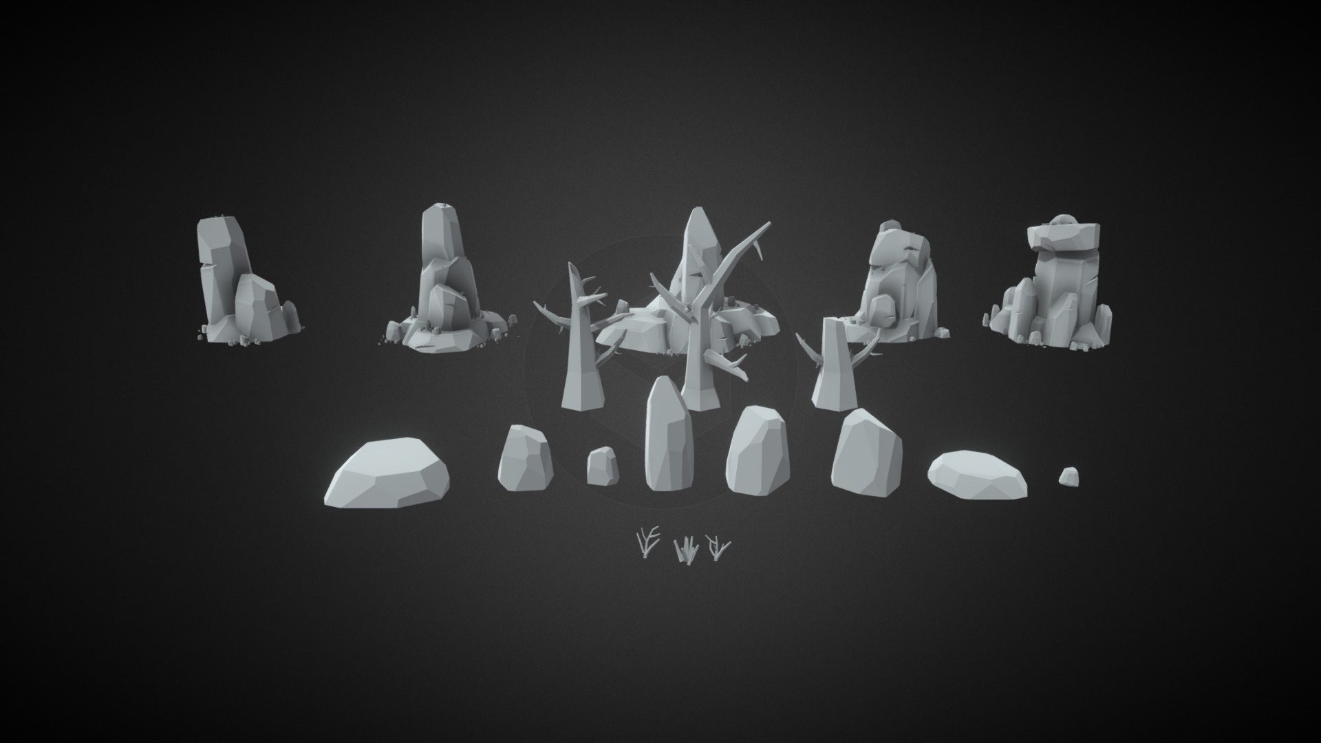 3D Low Poly Rocks & Trees - Download Free 3D model by anshuman_stark ...