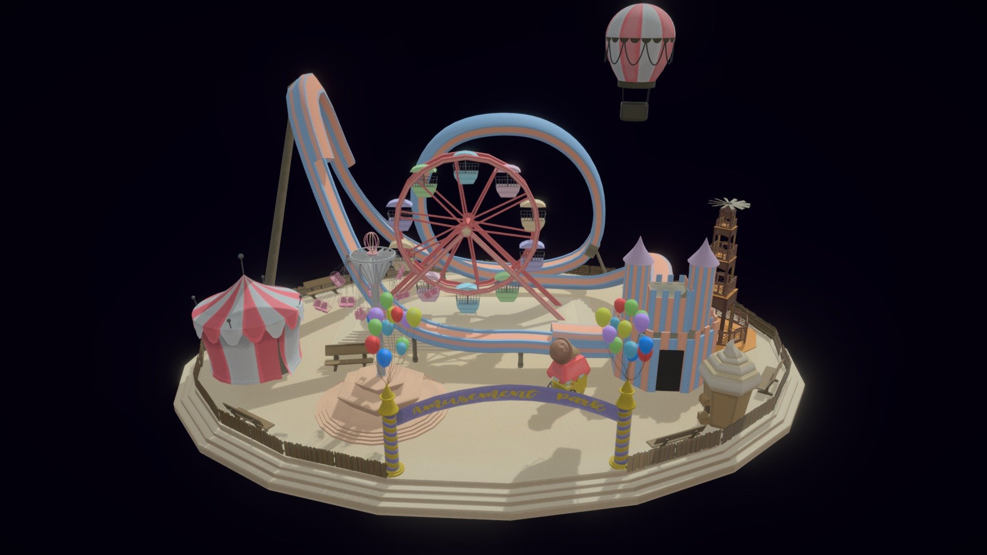 AmusementPark - 3D model by Oumayma (@tebourbioumayma) [637844a ...