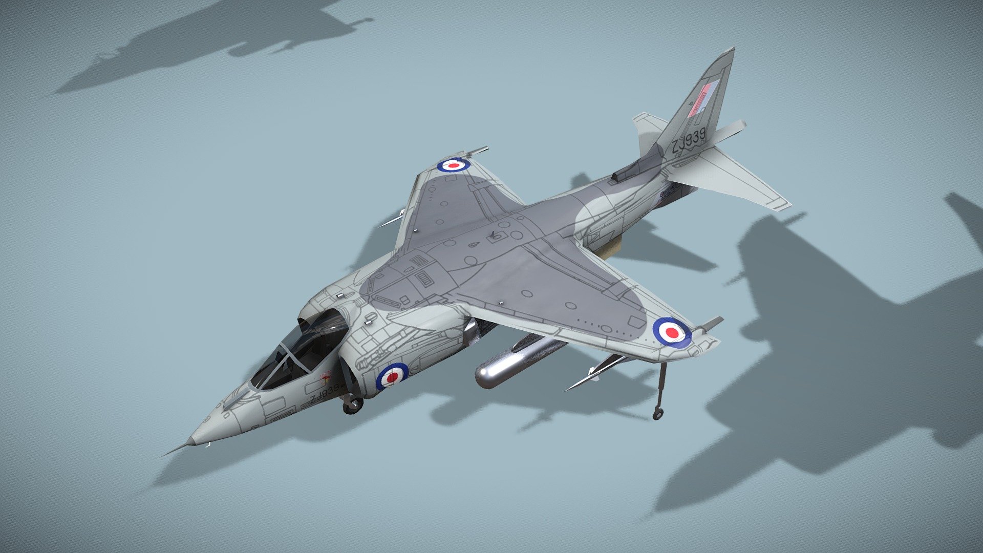 Hawker Harrier lowpoly jet fighter - Buy Royalty Free 3D model by ...