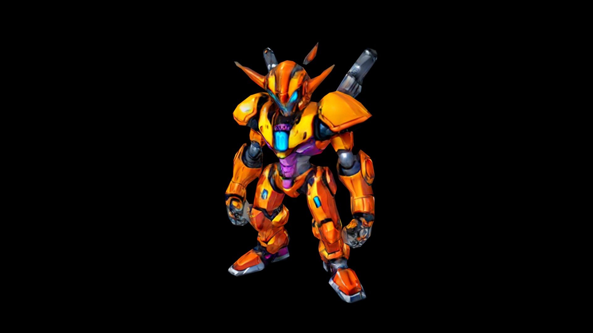 "An illustration of a large, orange, humanoid ro - Download Free 3D ...