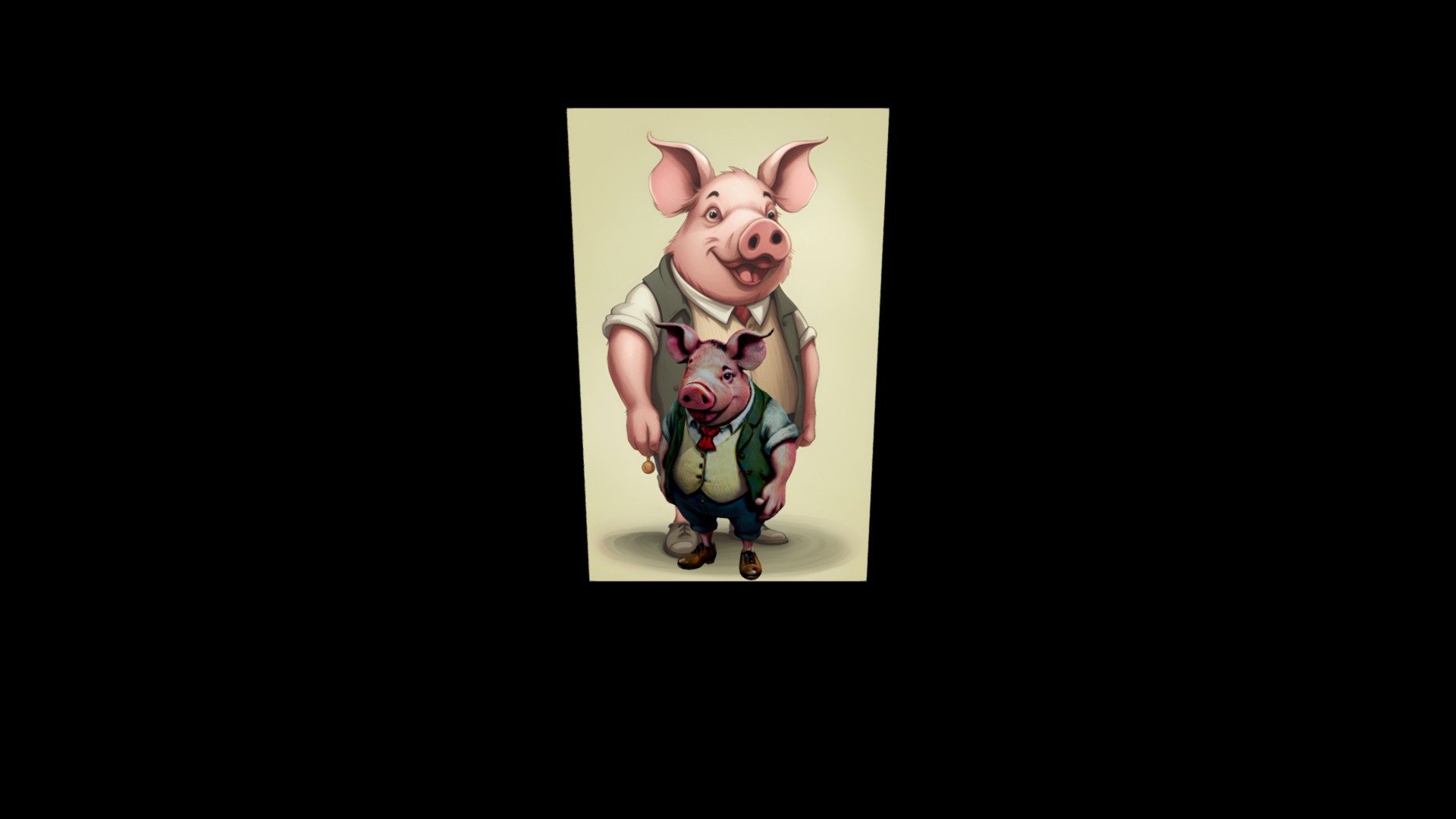 cartoon pig in vest and tie standing with his ha - Download Free 3D ...