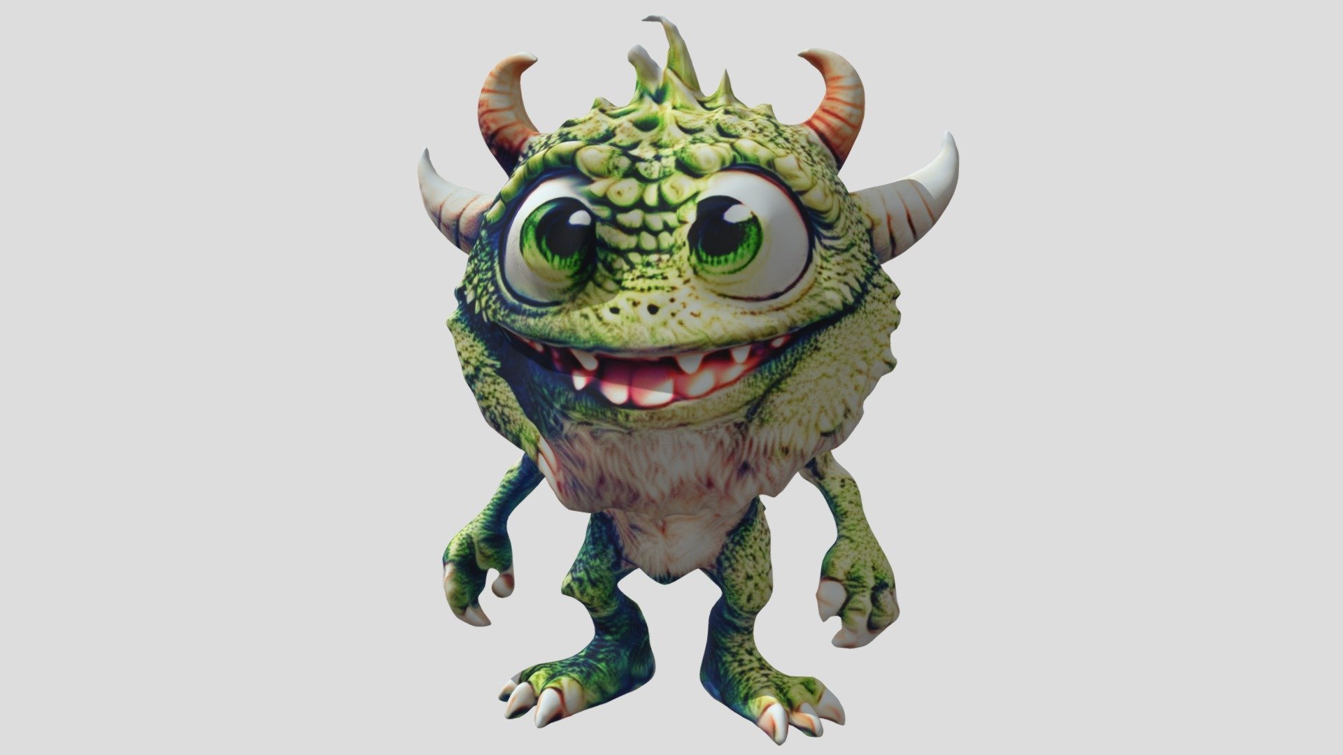 Cute Green Monster - Download Free 3D model by Jungle Jim (@jungle_jim ...