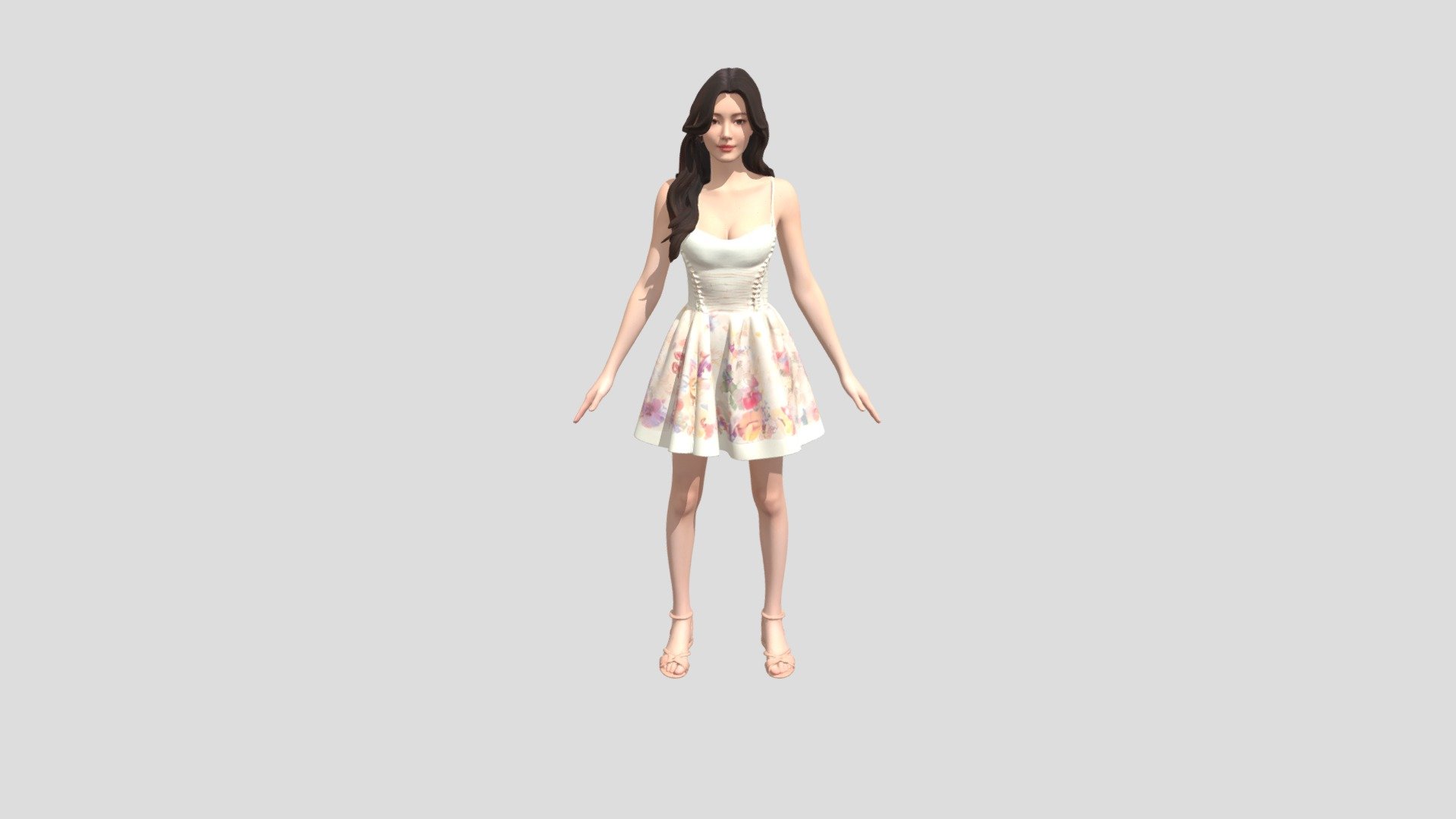 beautiful lady women wear beautiful dress - Download Free 3D model by ...