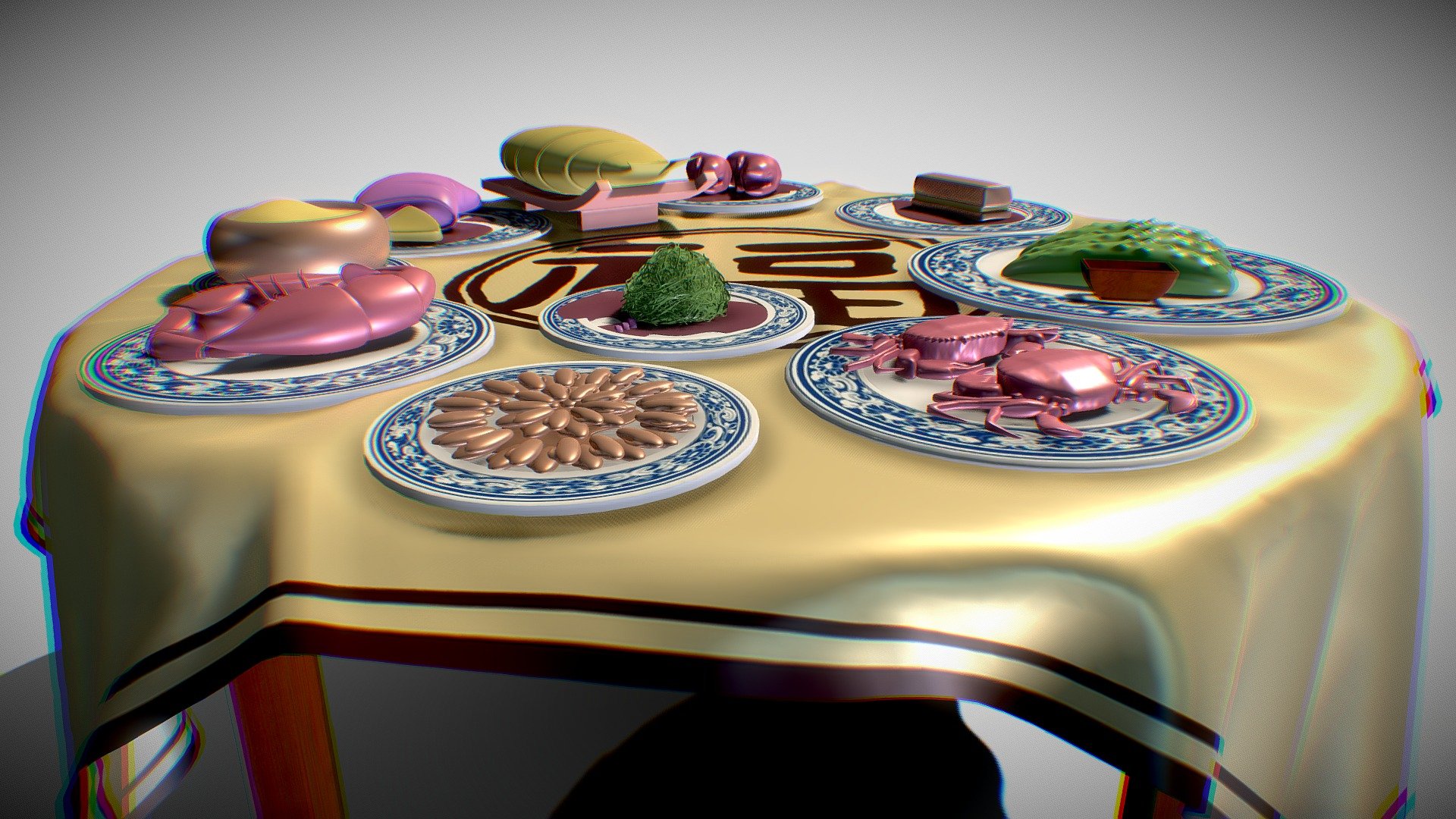 food Table food fish lobster crab ham 3D model - Buy Royalty Free 3D ...