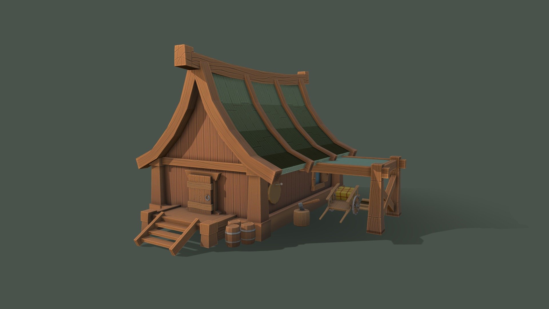 Stylized hand painted low poly Forest House - 3D model by dariapo ...