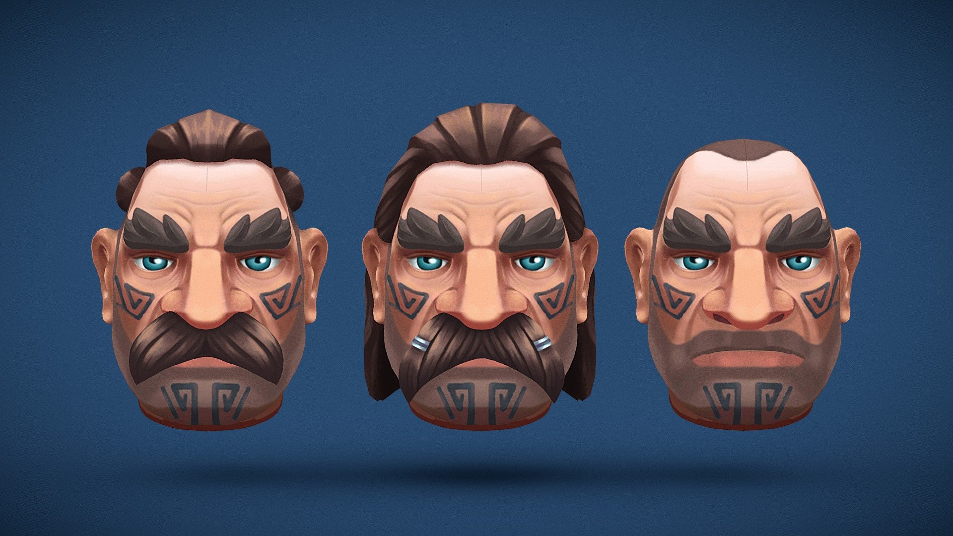 Dwarf Heads Handpainted | Stylized - 3D model by Man3gga (@meshandmodel ...