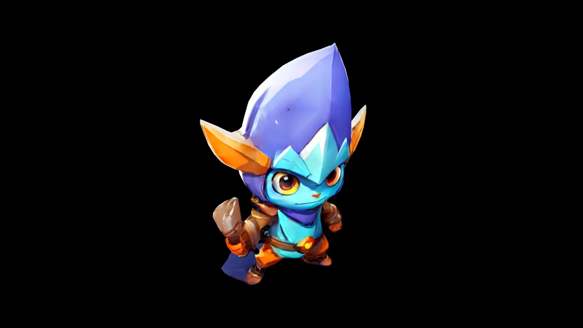 An elven character with a blue helmet and a purp - Download Free 3D ...