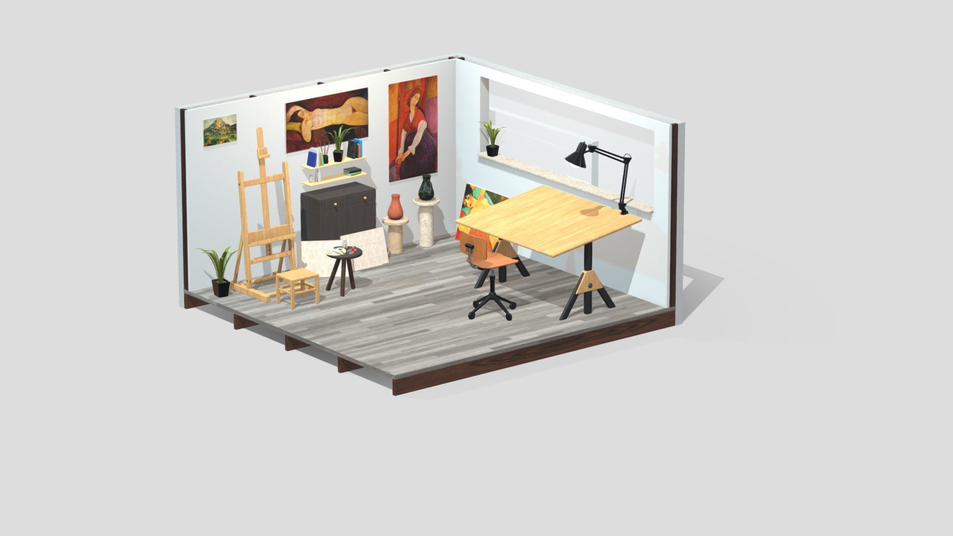 The Artist's Studio - Isometric - 3D model by 3D Skill Up (@3dskillup ...