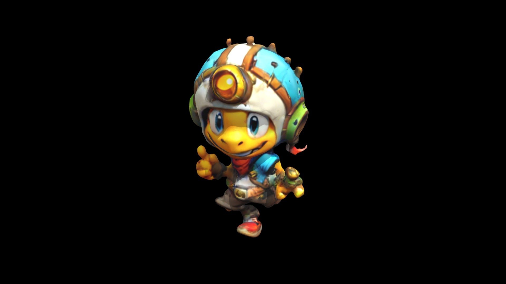 a cartoon character wearing a helmet and gogg - Download Free 3D model ...