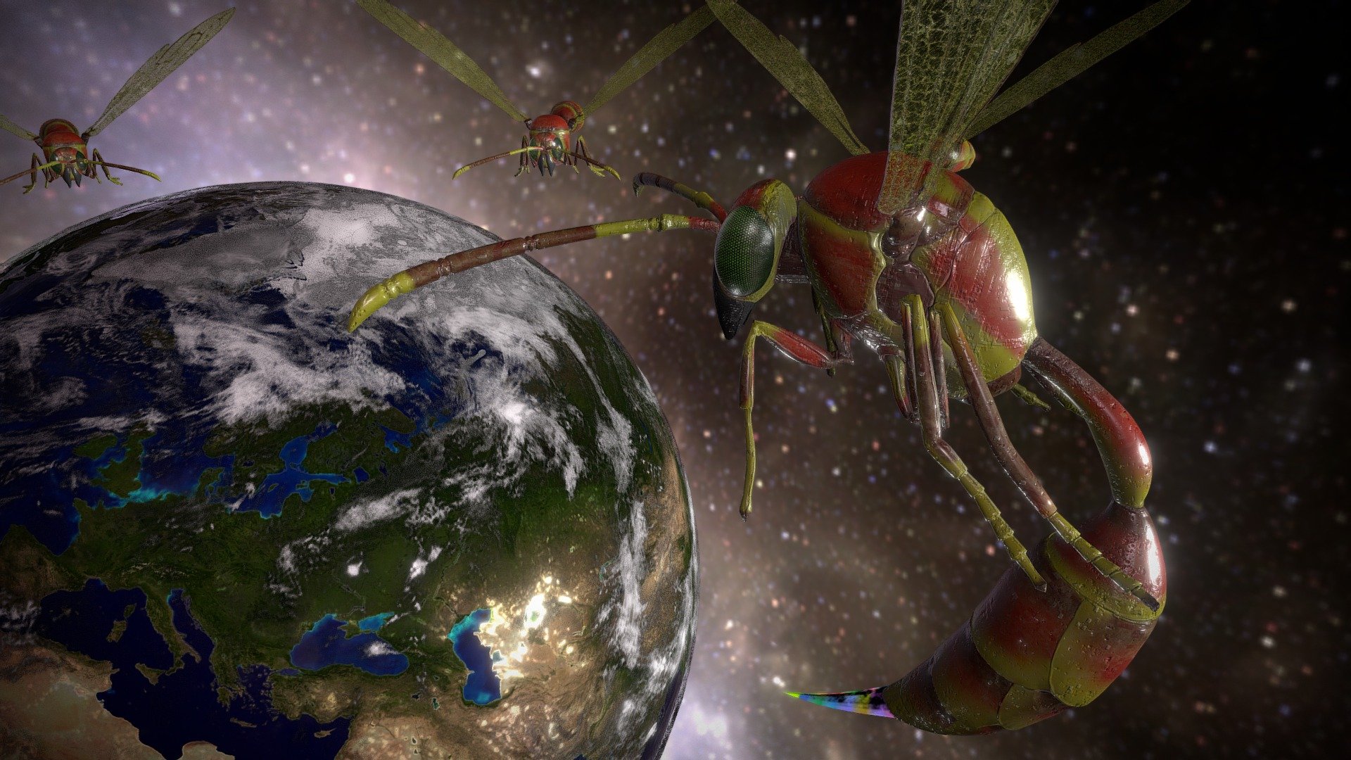 Planet Killing Space Wasp - 3D model by noonespecial [63f0be3] - Sketchfab