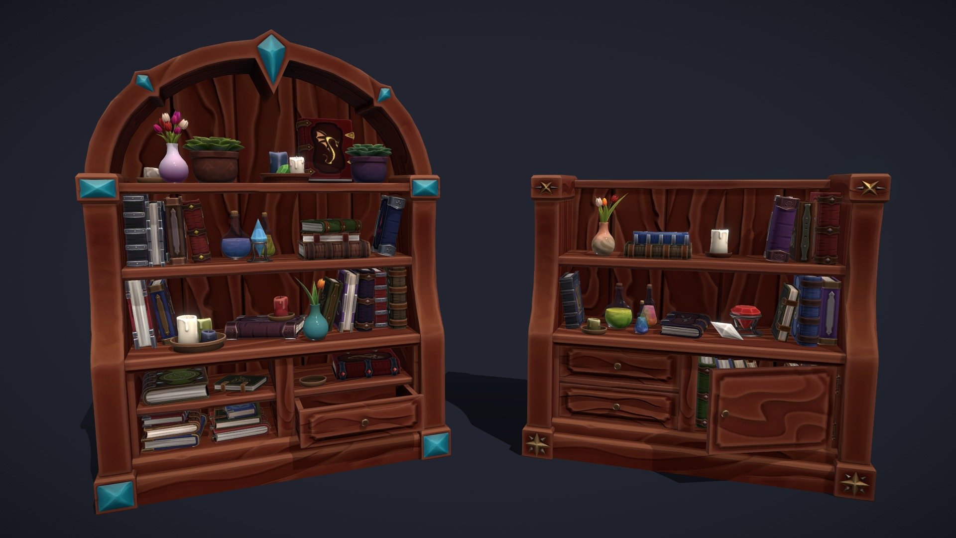 Stylized Fantasy Bookcase - 3D model by Paulien Wygaerden (@Paulien ...