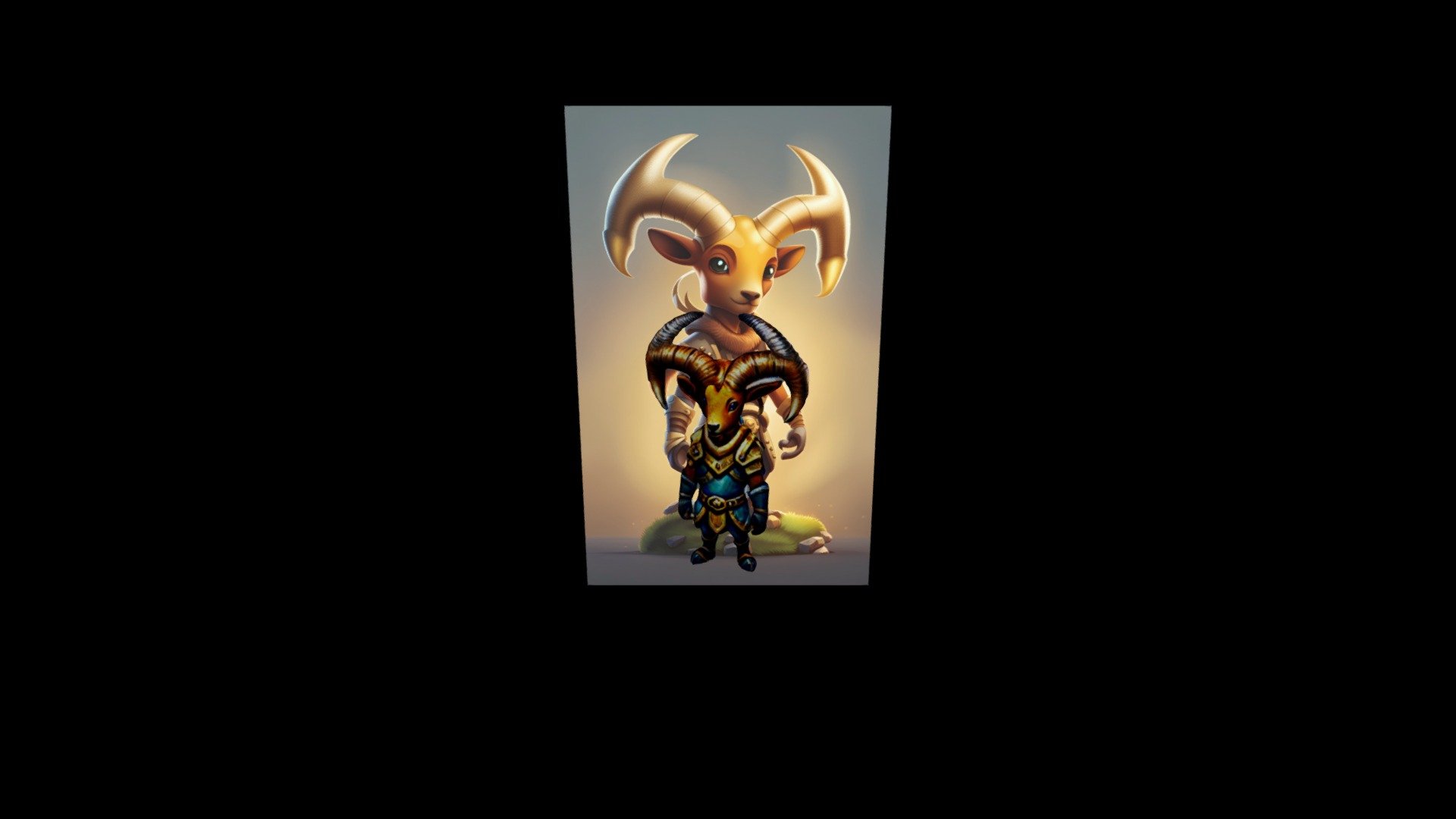 cartoon goat with a golden horn and armor standi - Download Free 3D ...