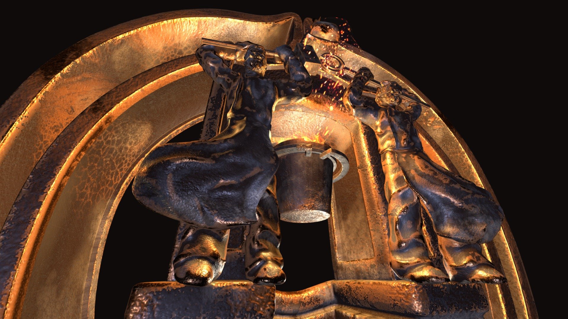 Statues_steelworkers_in arch - 3D model by Sergei_Mazhuga (@Sergei3dSSH ...