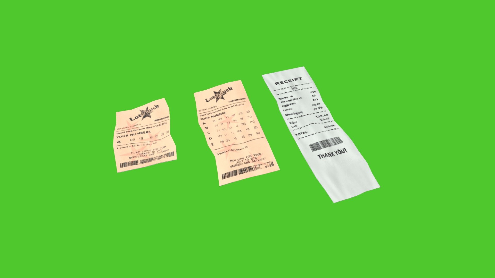 lottery_tickets_and_receipt - Download Free 3D model by ap-school ...