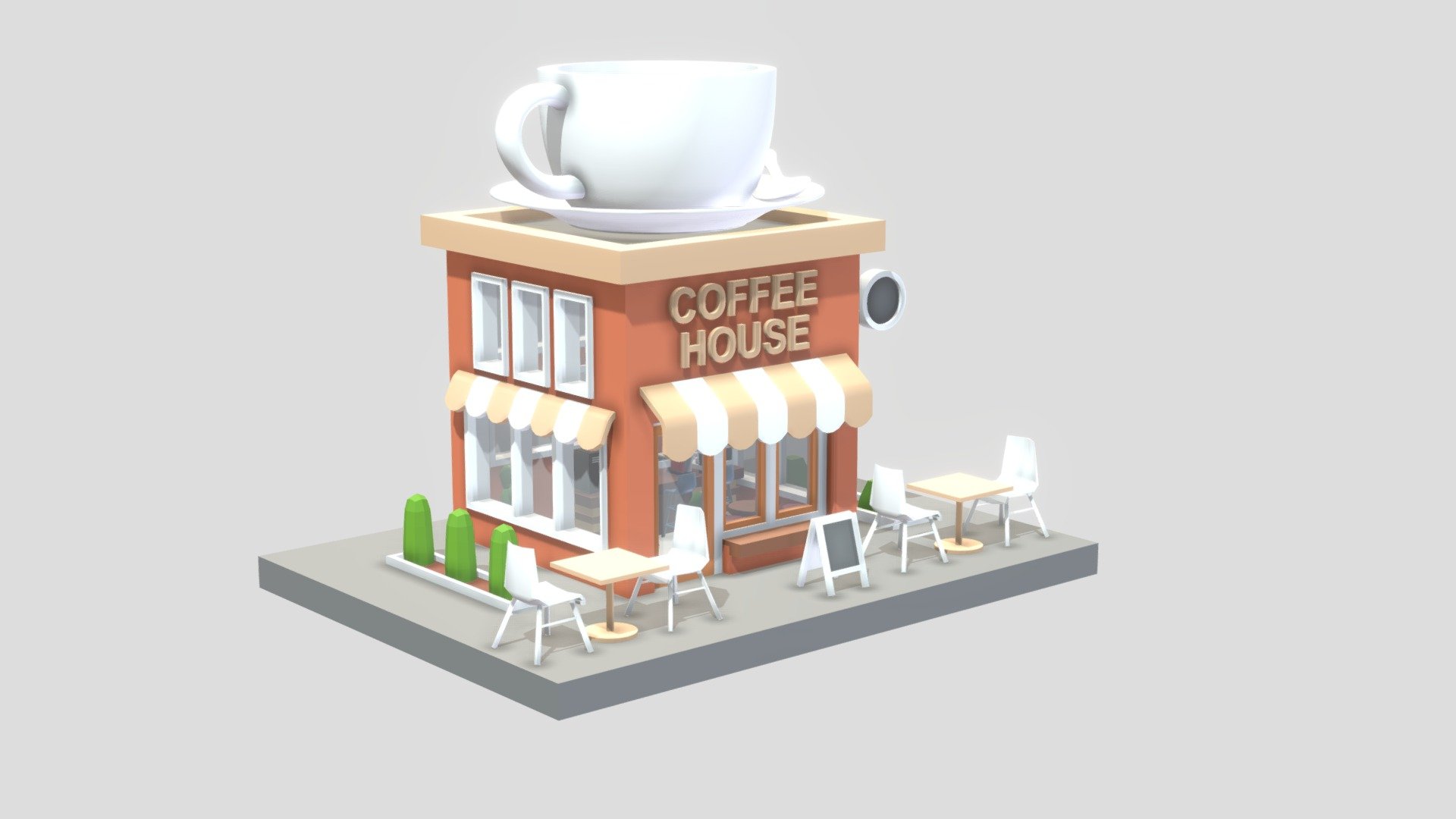 Cute Coffee Shop Game Ready Asset - Buy Royalty Free 3D model by ...